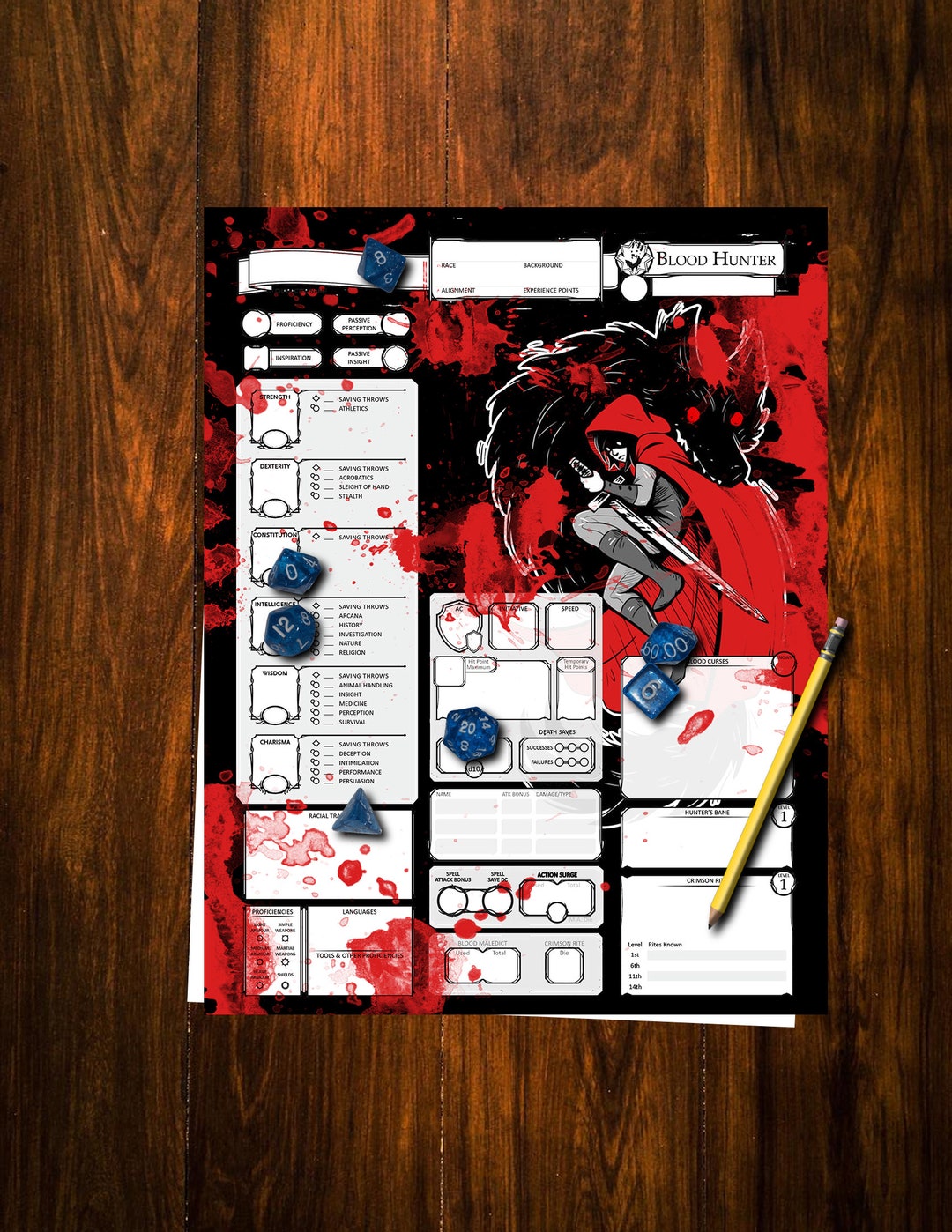 D&D 5e Custom Character Sheet Blood Hunter - Etsy Australia