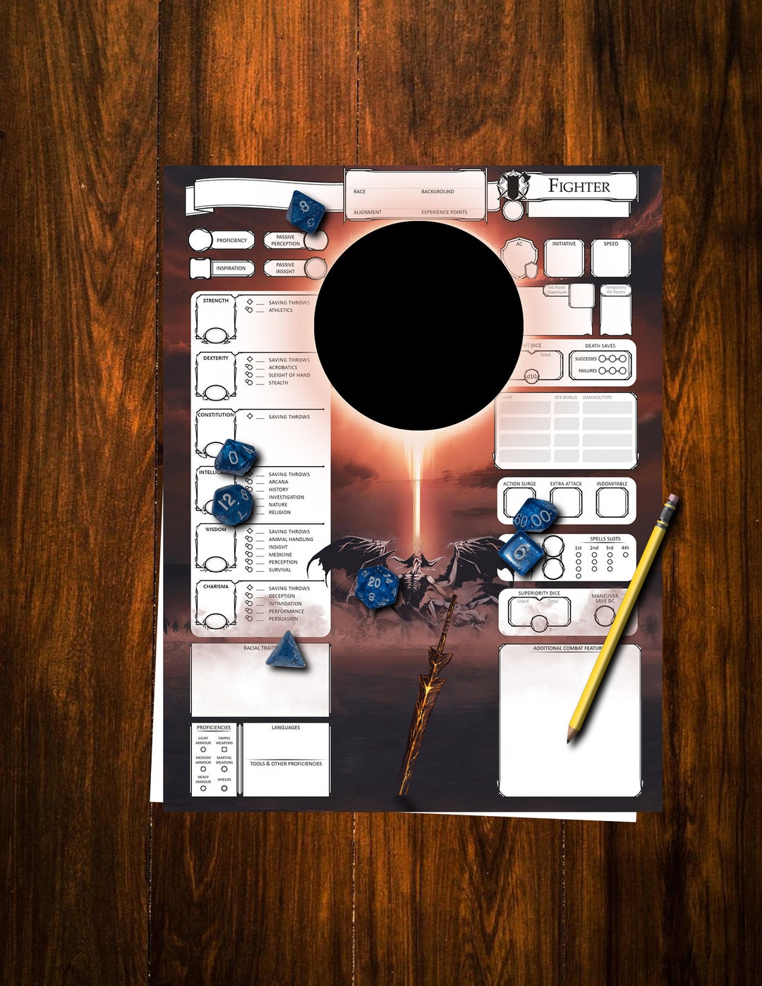 D&D 5e Custom Character Sheet-eldritch Knight Fighter - Etsy