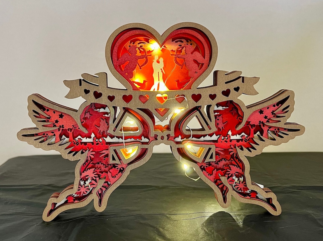 3D Wooden Cupid Desktop Decoration for Lovers With Led Light - Etsy