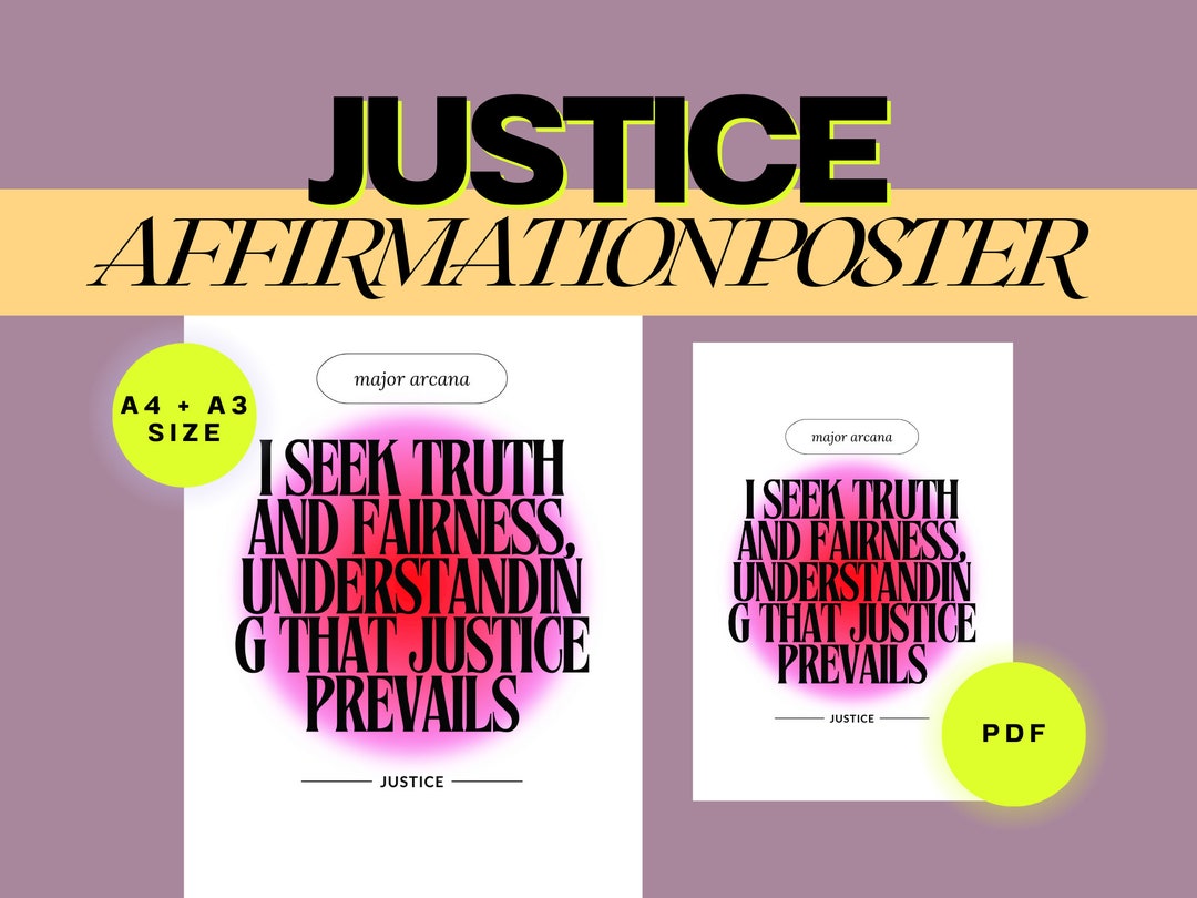 Tarot Card Affirmation Poster: Justice - Etsy