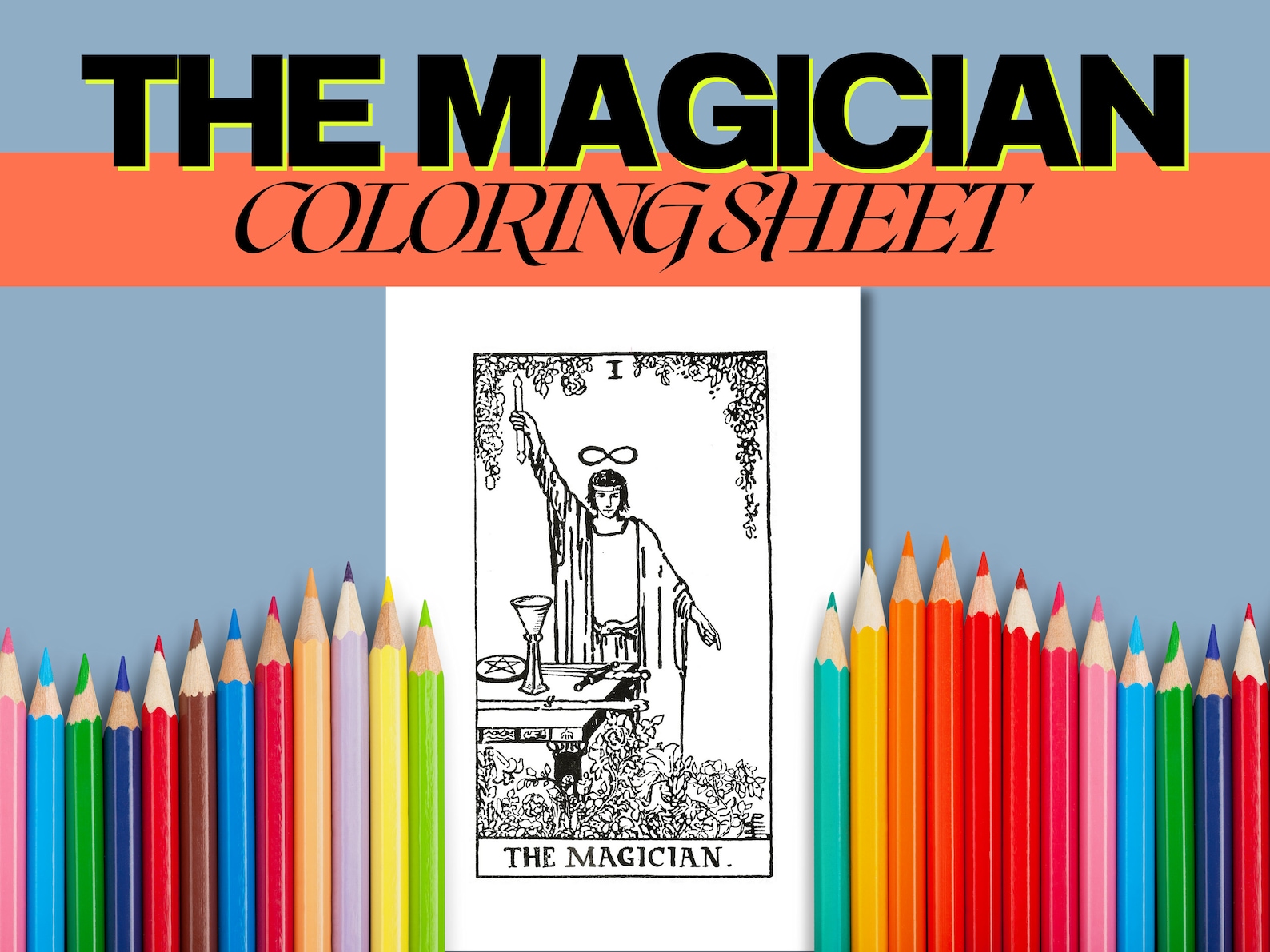 Printable Tarot Coloring Page - the Magician Card | A4 Size | PDF & PNG ...