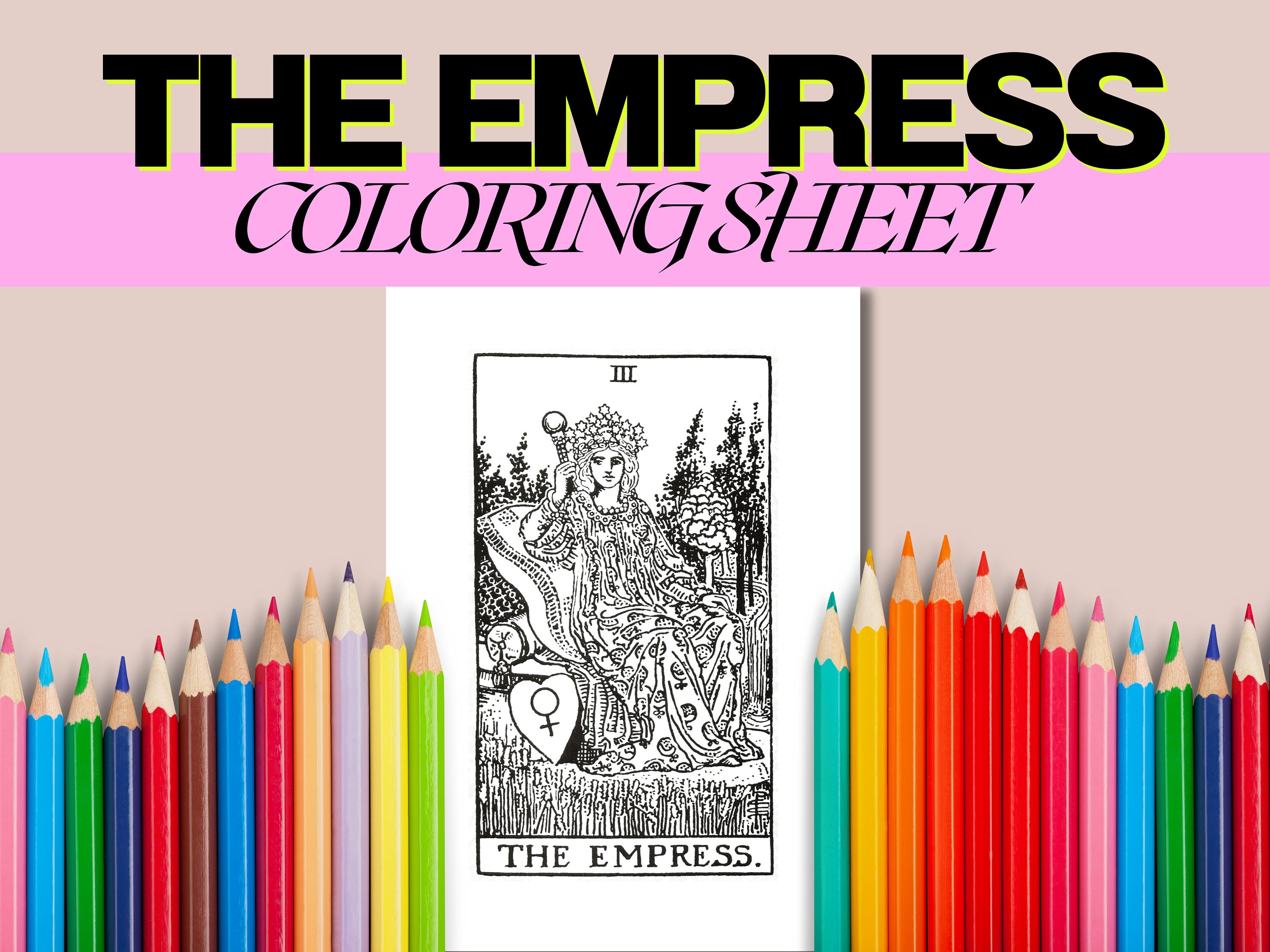 Printable Tarot Coloring Page - the Empress Card | A4 Size | PDF & PNG ...
