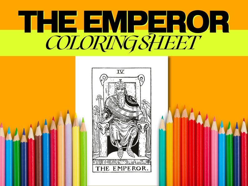Printable Tarot Coloring Page - the Emperor Card | A4 Size | PDF & PNG ...