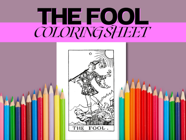 Printable Tarot Coloring Page - the Fool Card | A4 Size | PDF & PNG ...