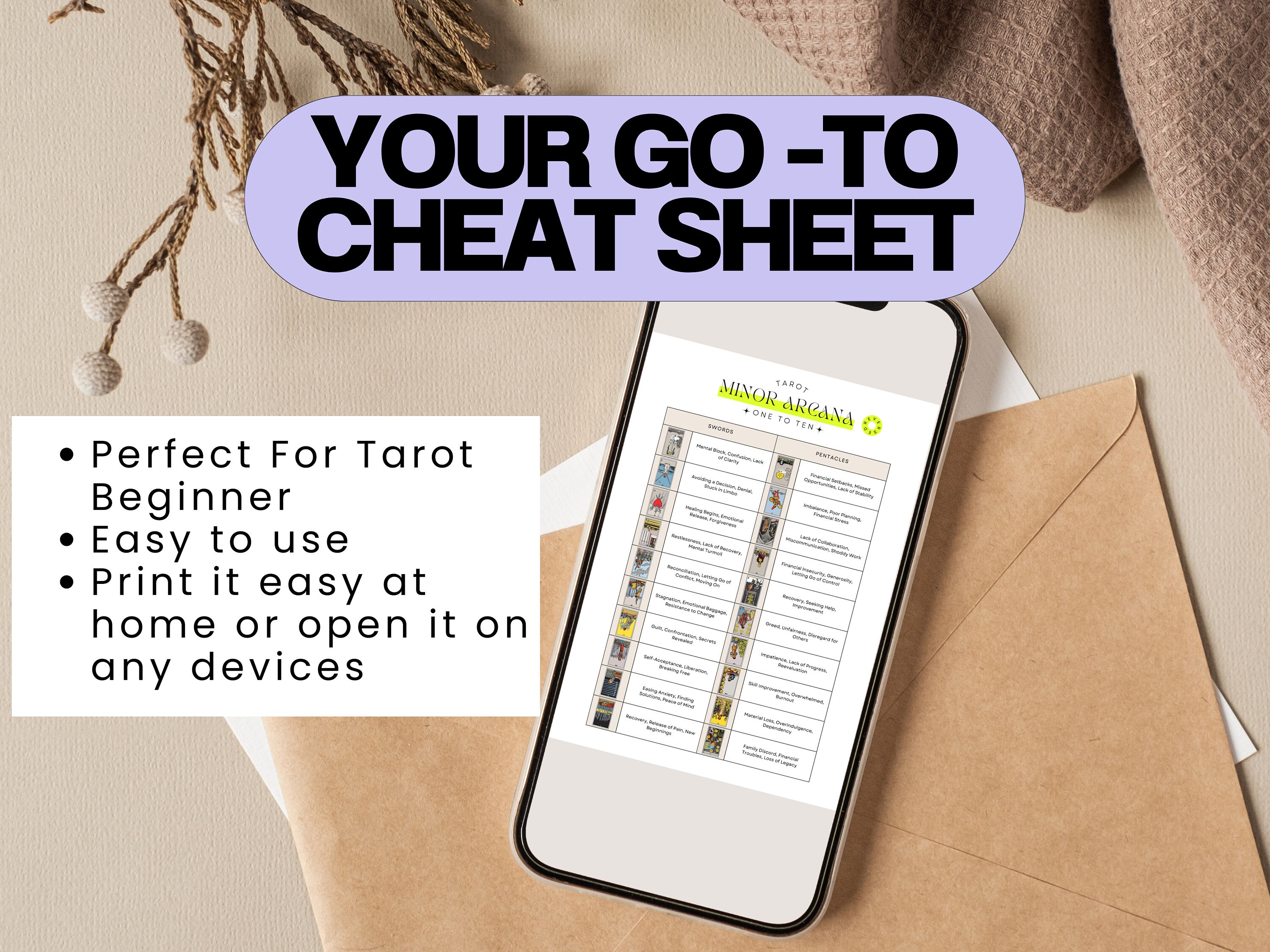 Master Tarot With Ease: Your Ultimate Tarot Cheat Sheet BONUS - Etsy