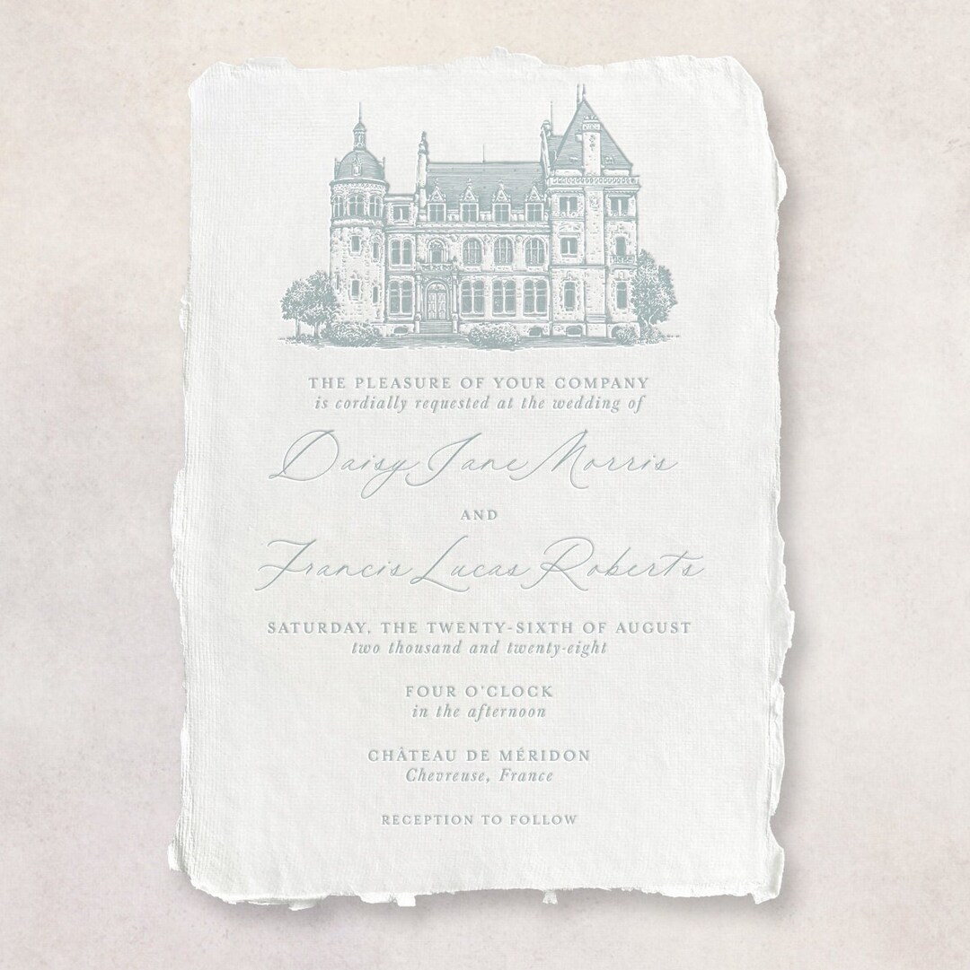 Letterpress Handmade Deckled Edge Cotton Paper Card Custom Personalised ...