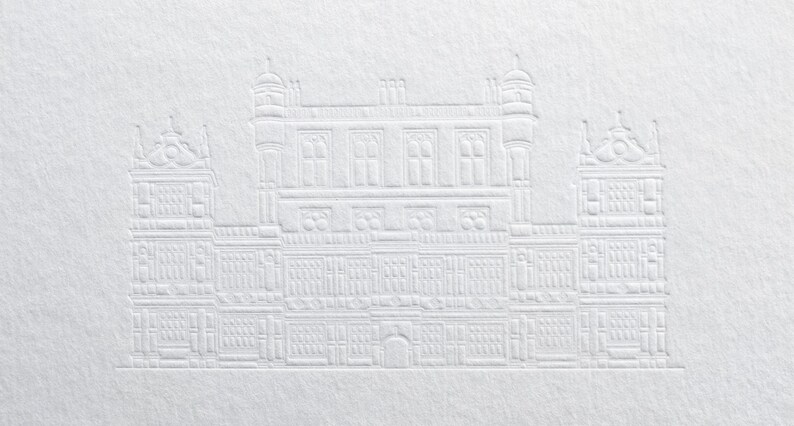 SAMPLE Luxury Letterpress Custom Wedding Venue Illustration Letterpress ...