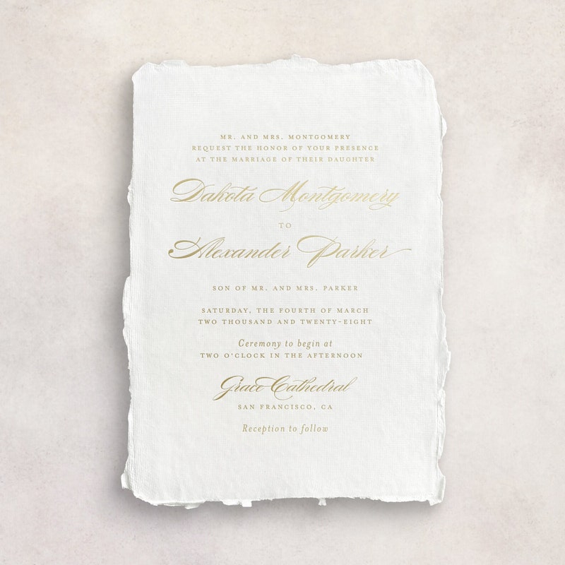 Deckled Edge Wedding Invitation - Etsy