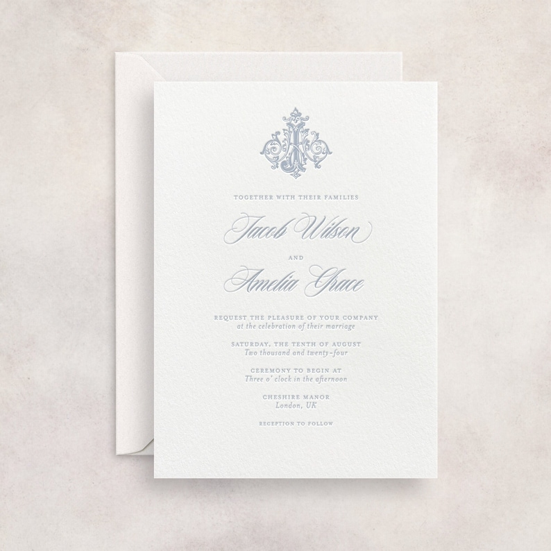 Letterpress Custom Personalised Vintage Wedding Monogram Letterpress ...
