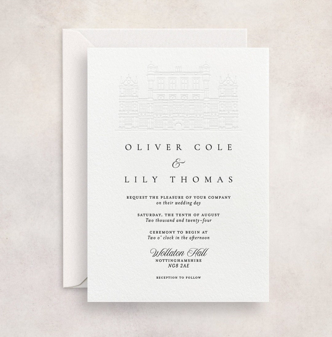 Luxury Letterpress Custom Personalised Wedding Venue Illustration ...