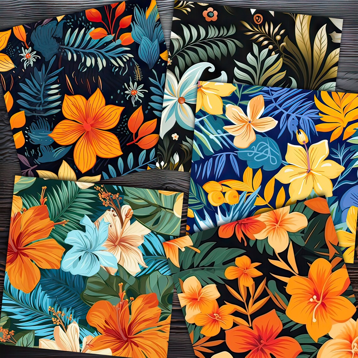 Tropical Floral Digital Paper 20 Pack, Scrapbook Papers, Seamless ...