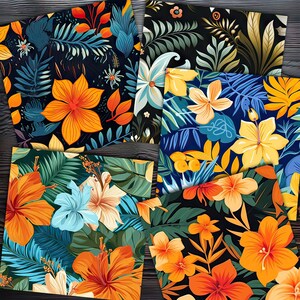 Tropical Floral Digital Paper 20 Pack, Scrapbook Papers, Seamless ...