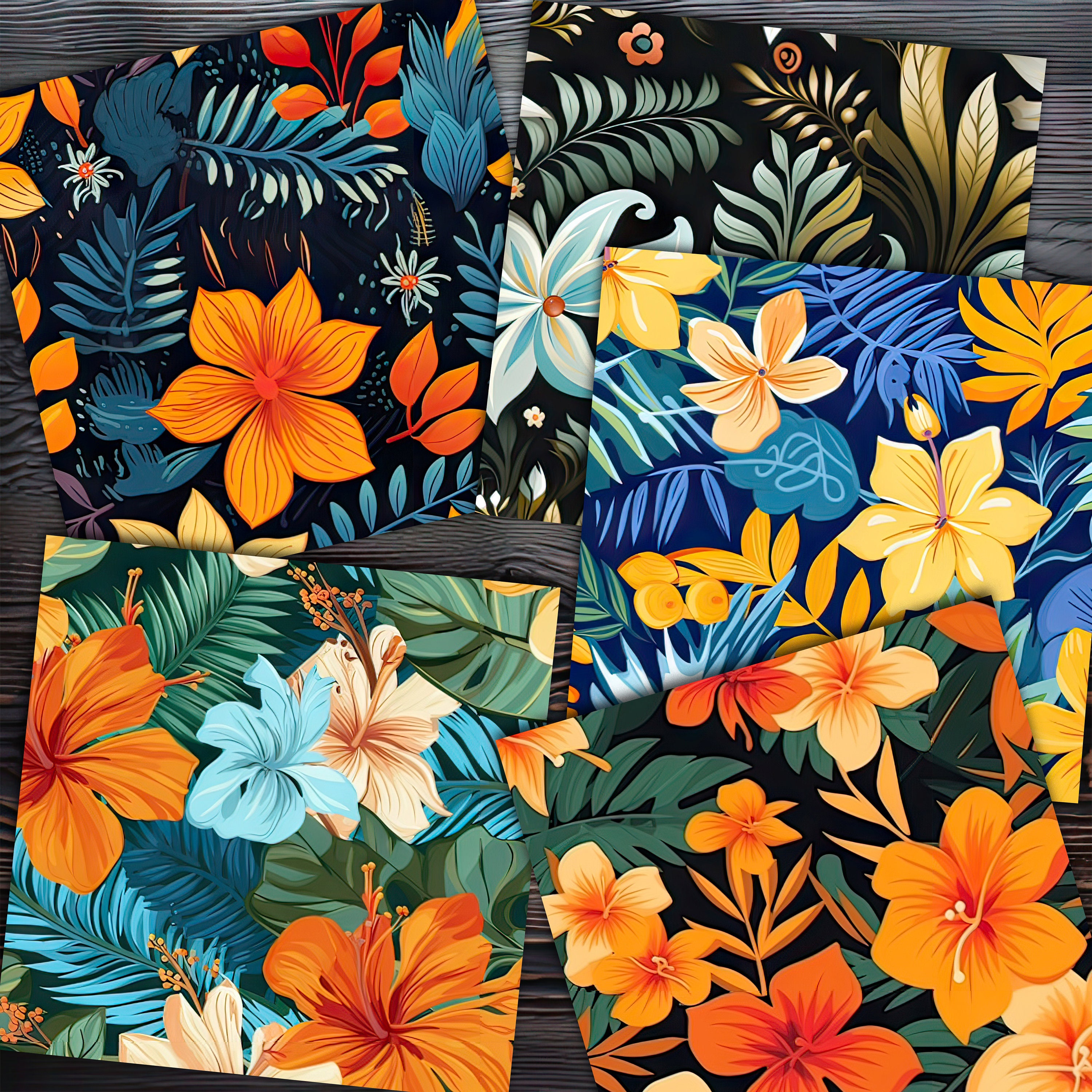 Tropical Floral Digital Paper 20 Pack, Scrapbook Papers, Seamless ...