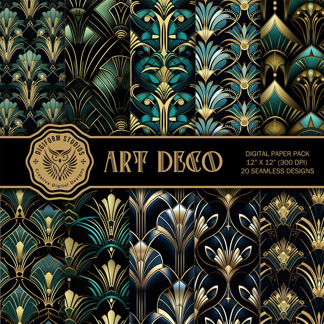 3D Art Deco Digital Paper 20 Pack, Scrapbook Papers, Seamless Patterns ...