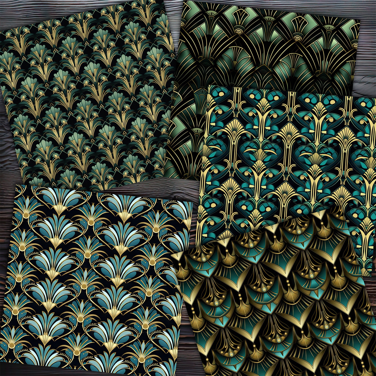 3D Art Deco Digital Paper 20 Pack, Scrapbook Papers, Seamless Patterns ...