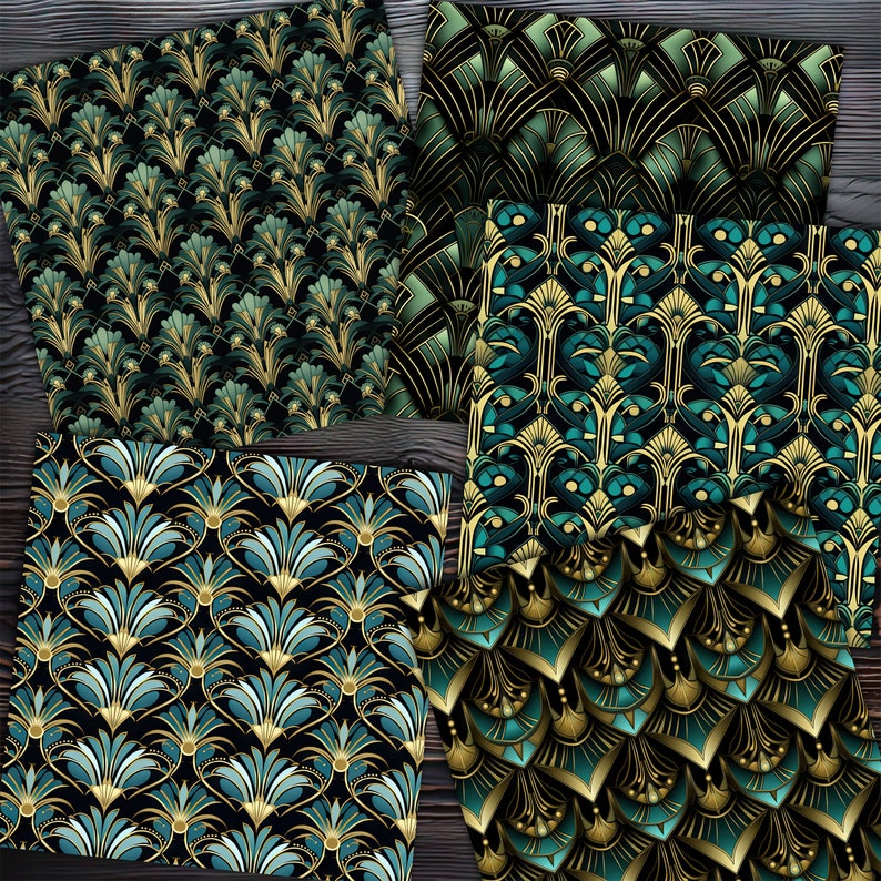 3D Art Deco Digital Paper 20 Pack, Scrapbook Papers, Seamless Patterns ...