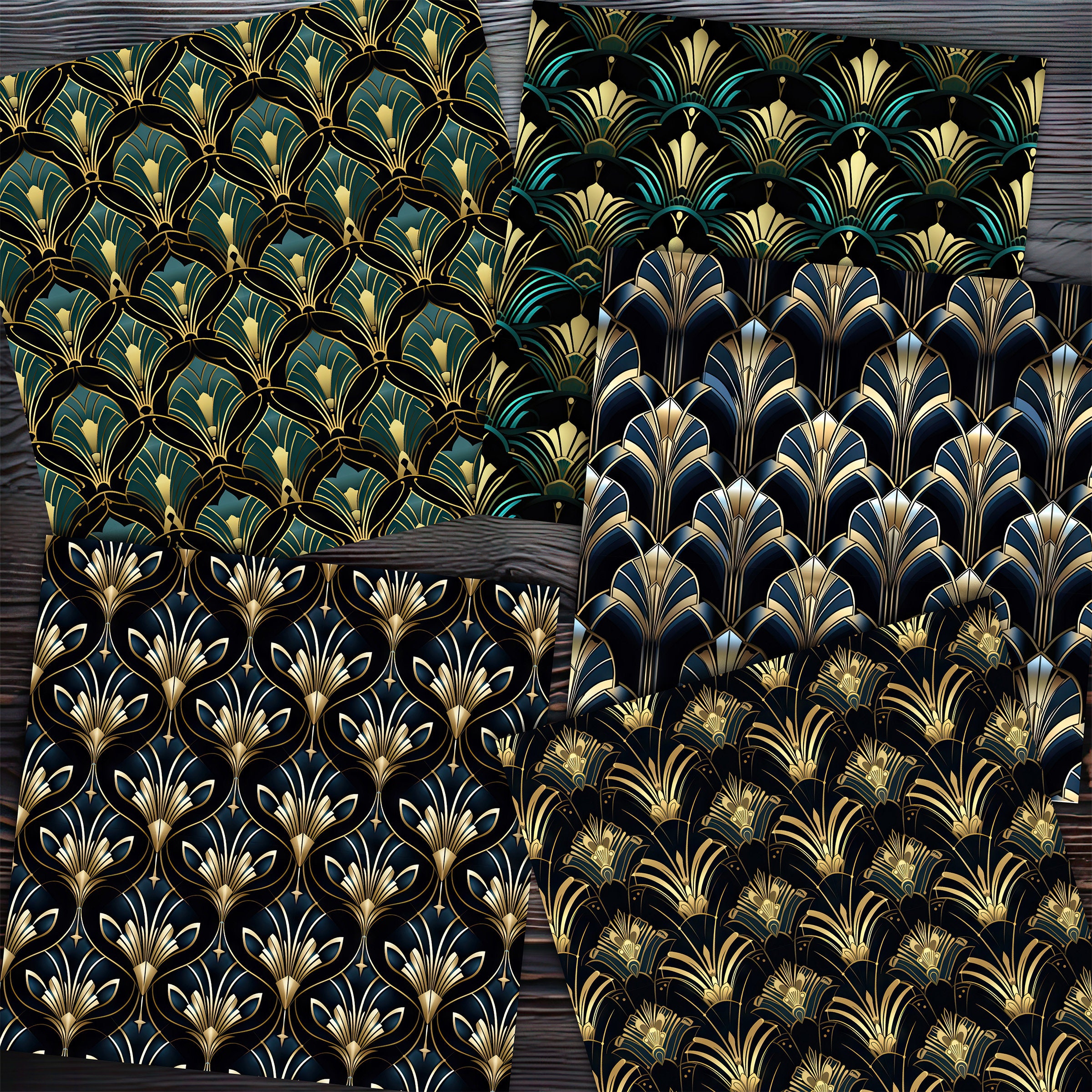 3D Art Deco Digital Paper 20 Pack, Scrapbook Papers, Seamless Patterns, Printable, Backgrounds ...