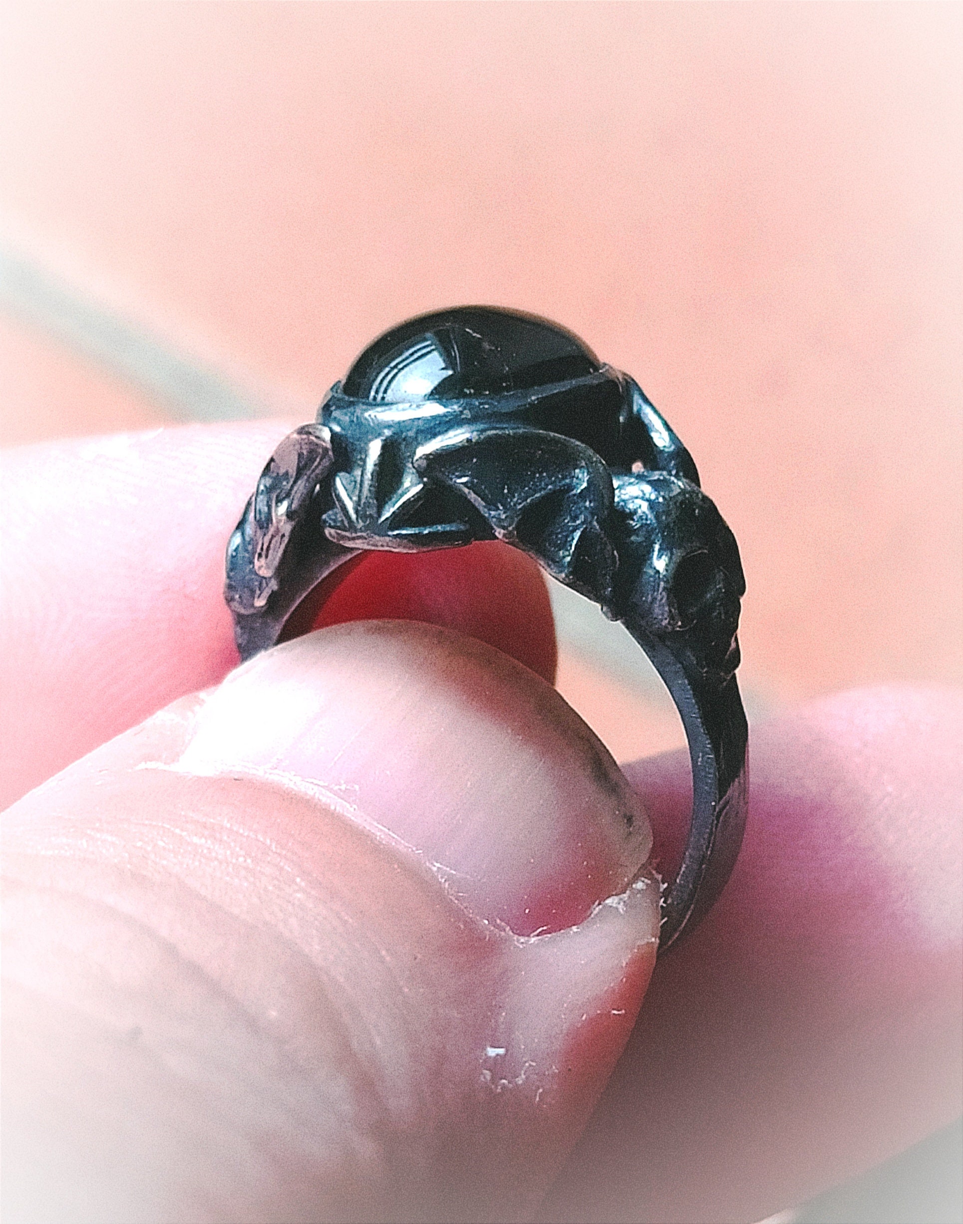 Black Star Sapphire Gothic Skull Ring Silver 925 - Etsy