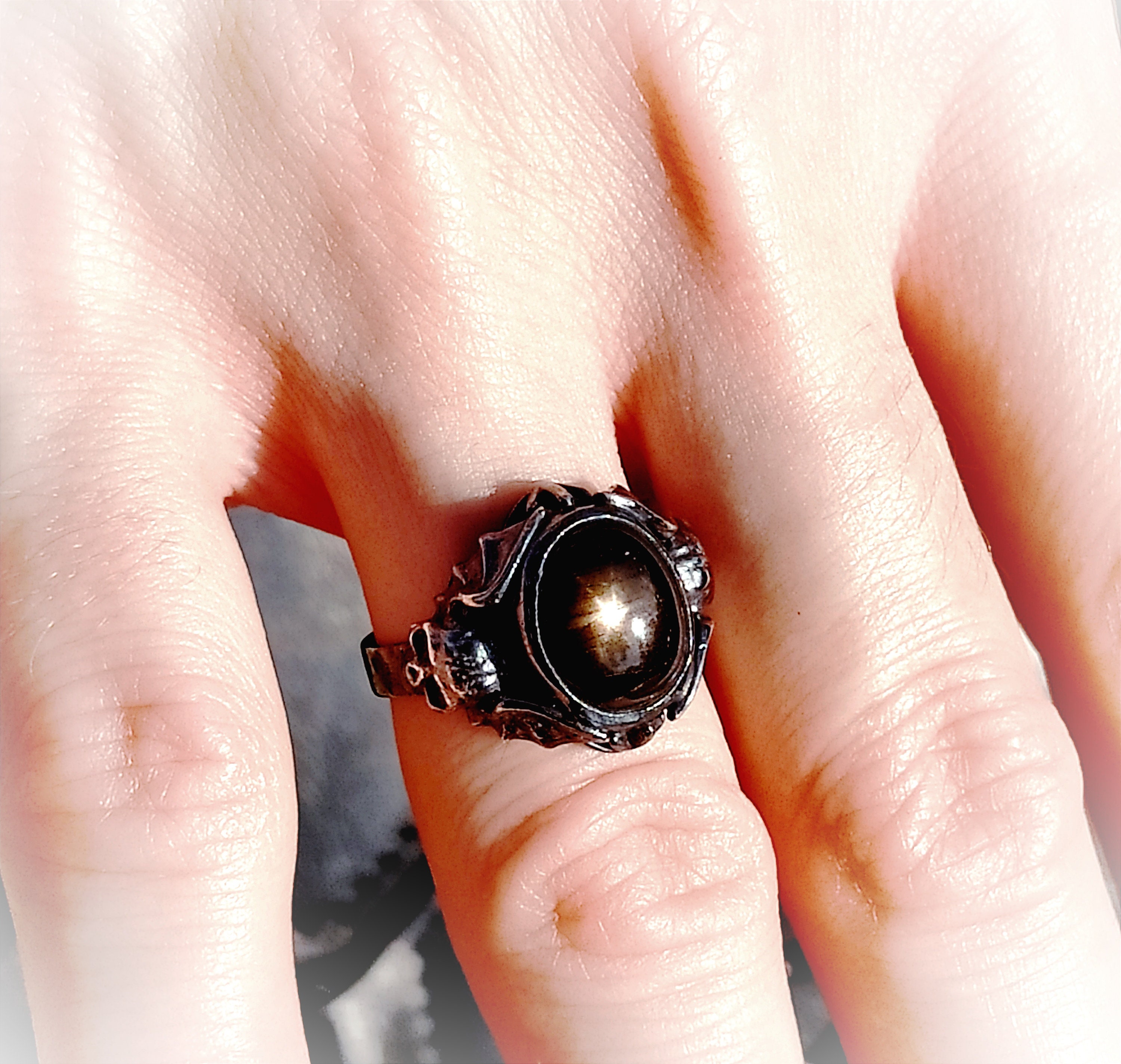 Black Star Sapphire Gothic Skull Ring Silver 925 - Etsy