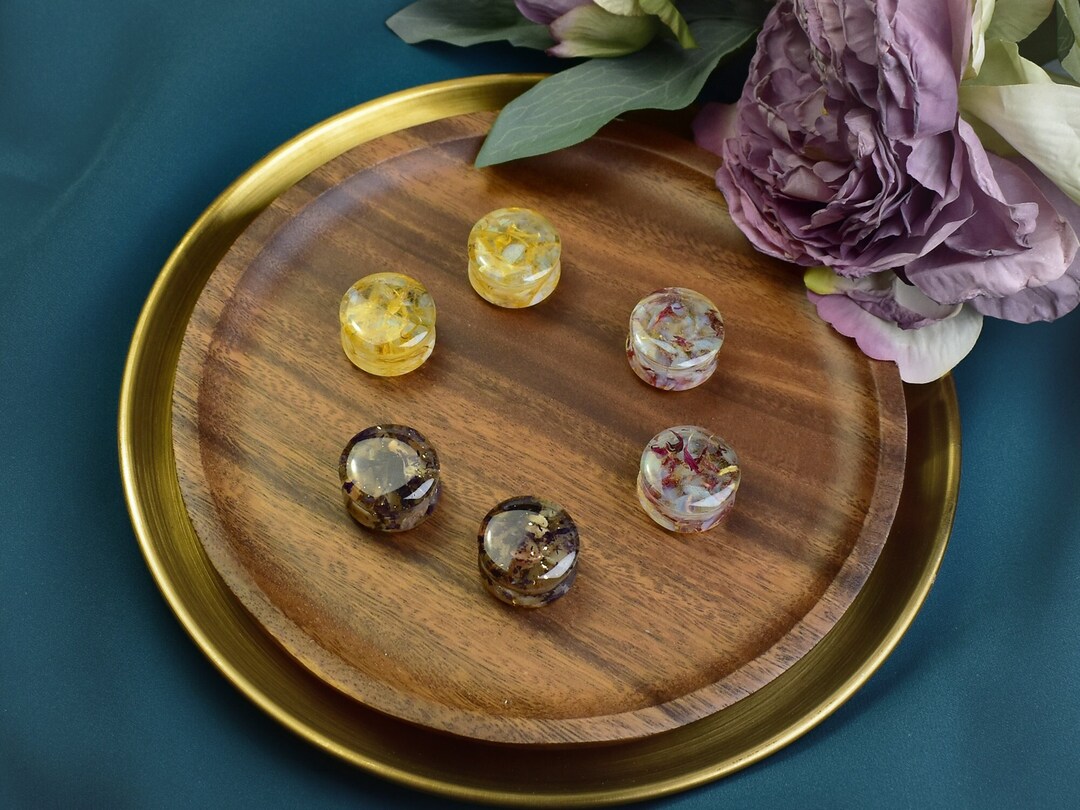 Resin Ear Tunnels 24mm With Stones | Pair | Ear Plugs | Gauge Earrings ...
