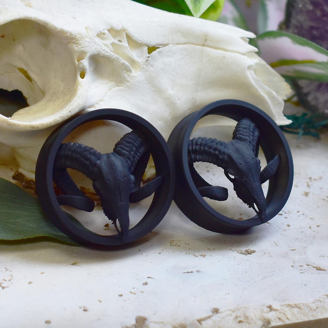 Ear Tunnels 20-150mm With Ram Skull | Thin-wall Ear Tunnels Pair | 3D ...