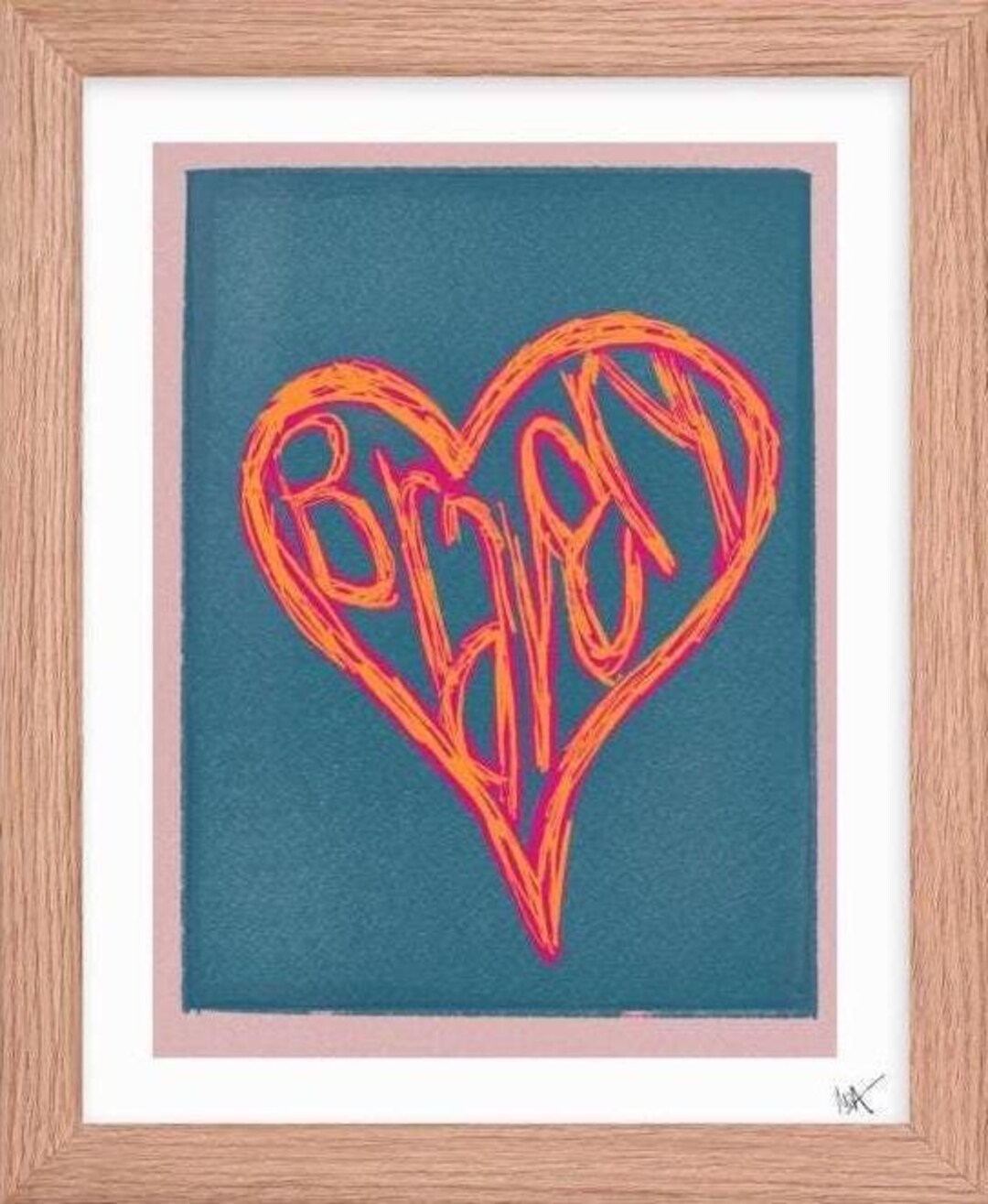 Prints That Inspire: Bravery Heart 8x10 (blue, Orange and Pink) - Etsy