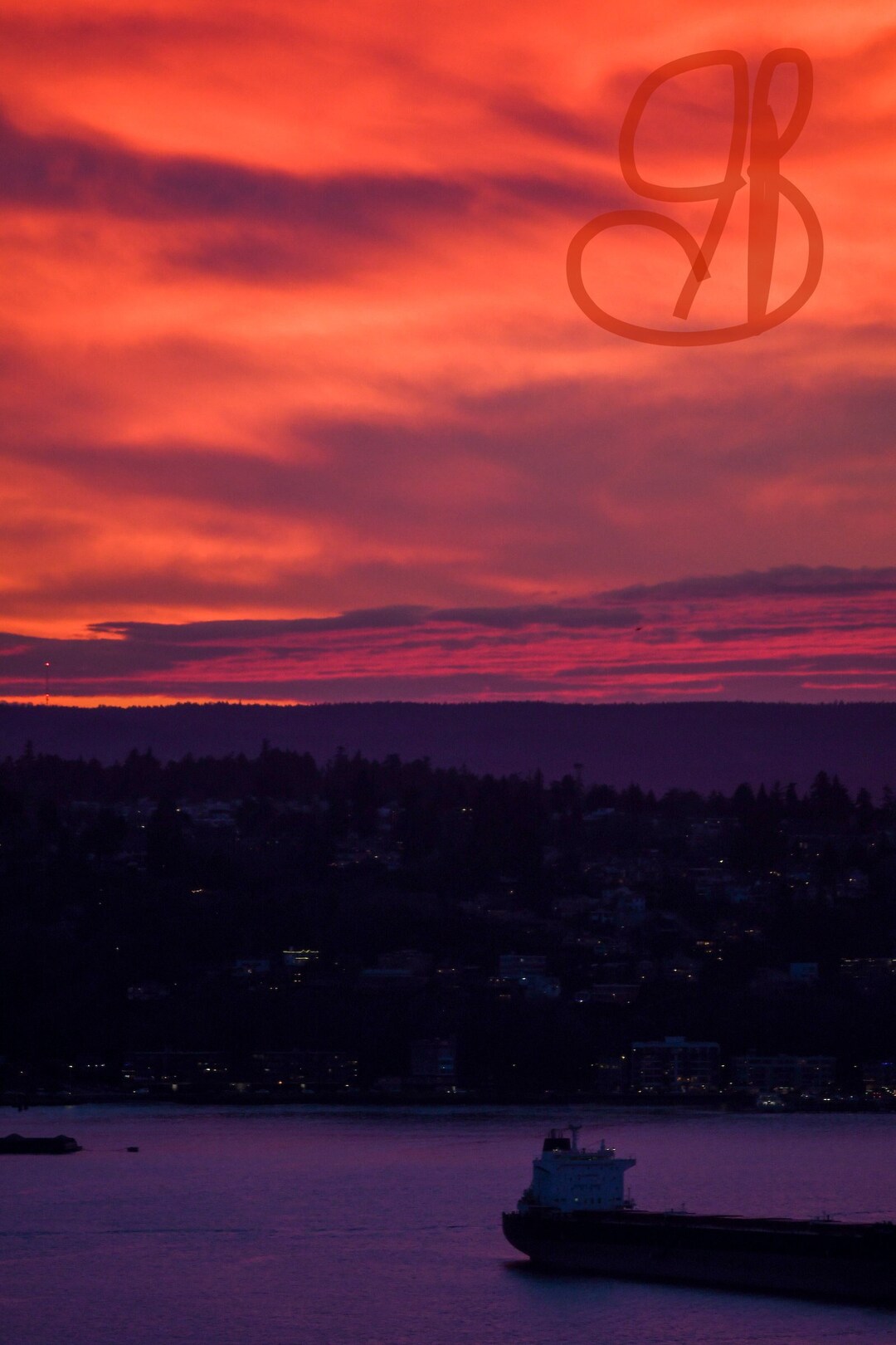 Seattle - Winter Sunset Puget Sound Photo - Etsy
