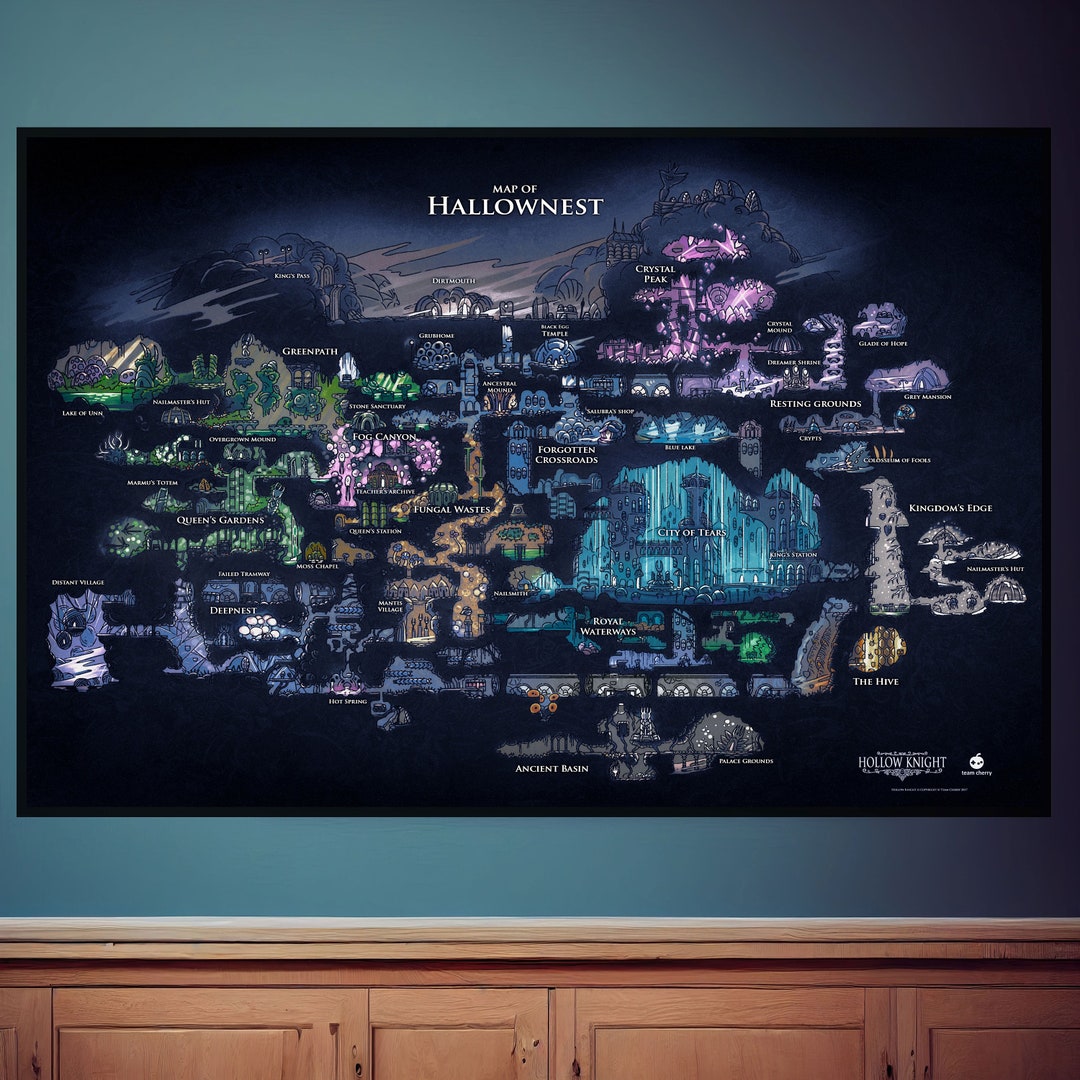 Map of Hallownest, Hollow Knight Map Poster, Canvas Wall Art, Rolled ...