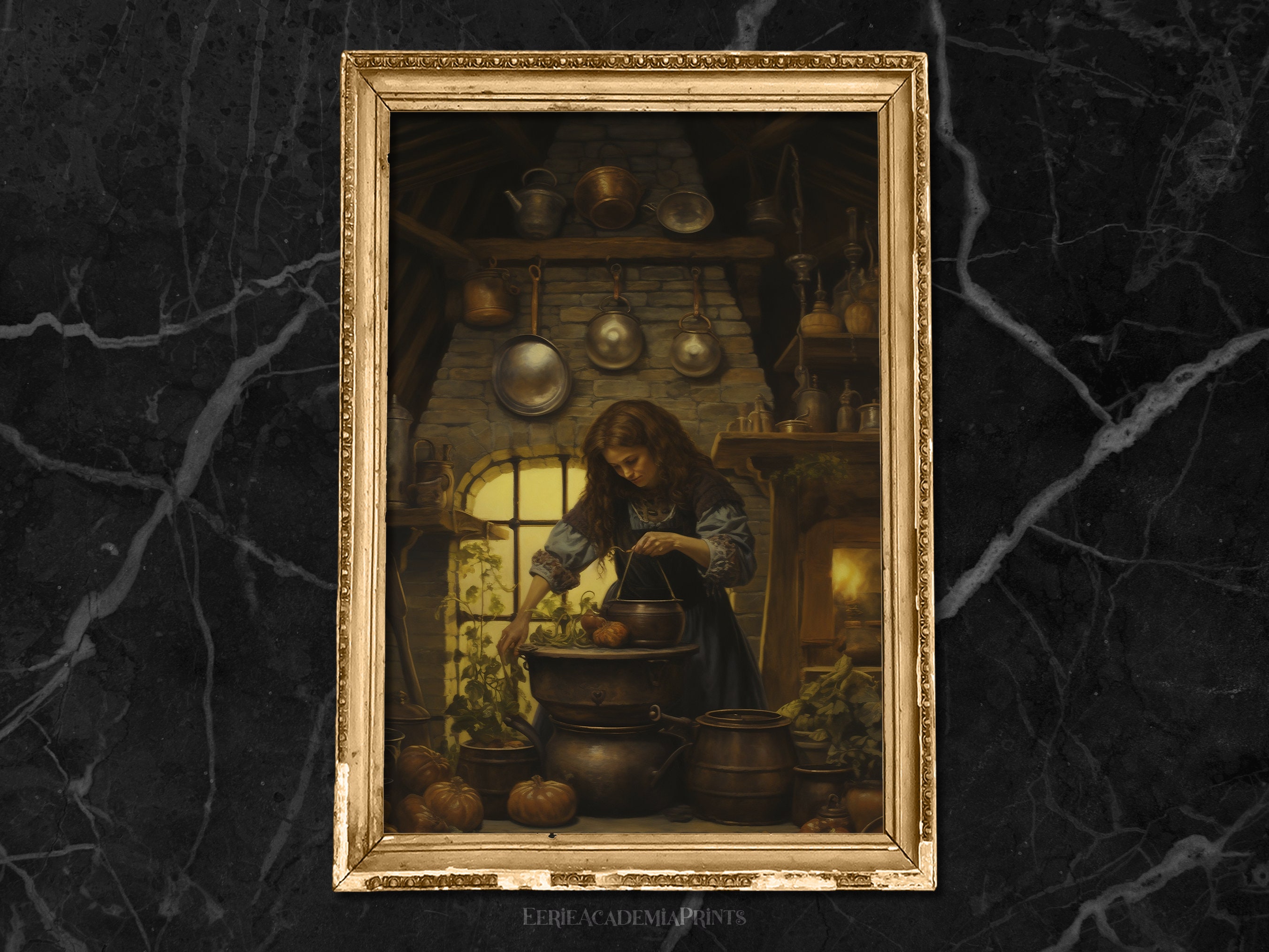 Witch Kitchen, Dark Cottagecore Art, Witchy Decor, Vintage Painting ...