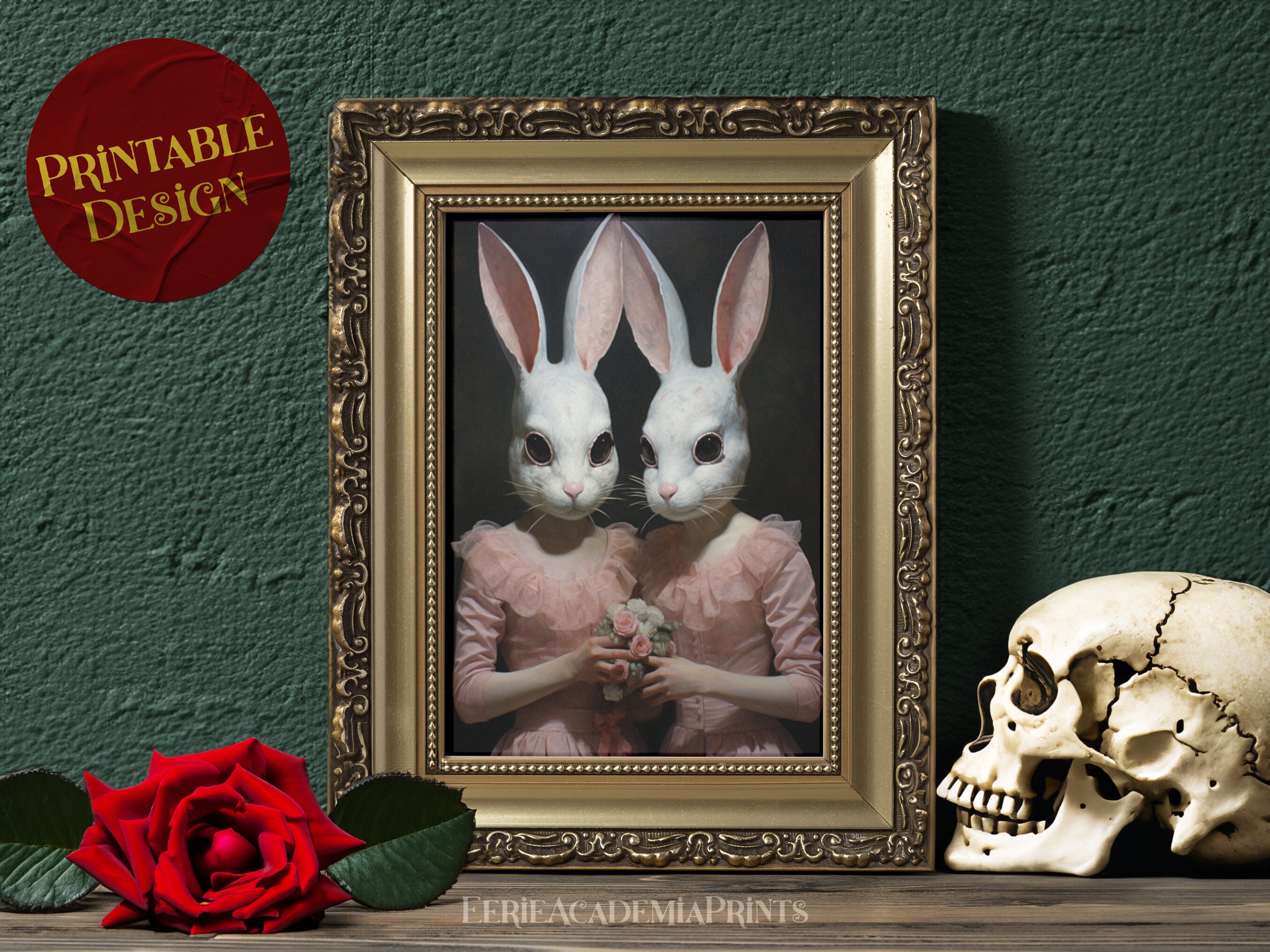 Creepy Bunnies, Dark Academia, Dark Cottagecore, Gallery Wall, Gothic ...