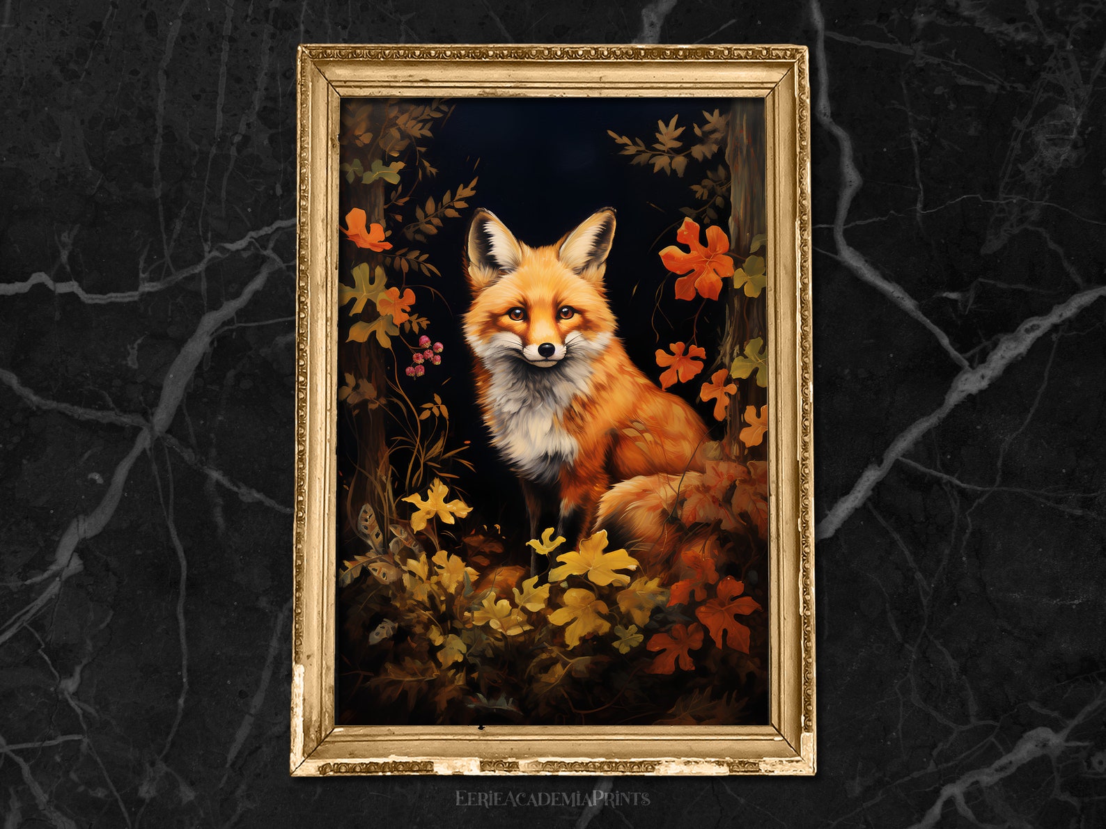 Fox Halloween Fall Poster, Dark Academia, Gothic Decor, Satanic Decor ...
