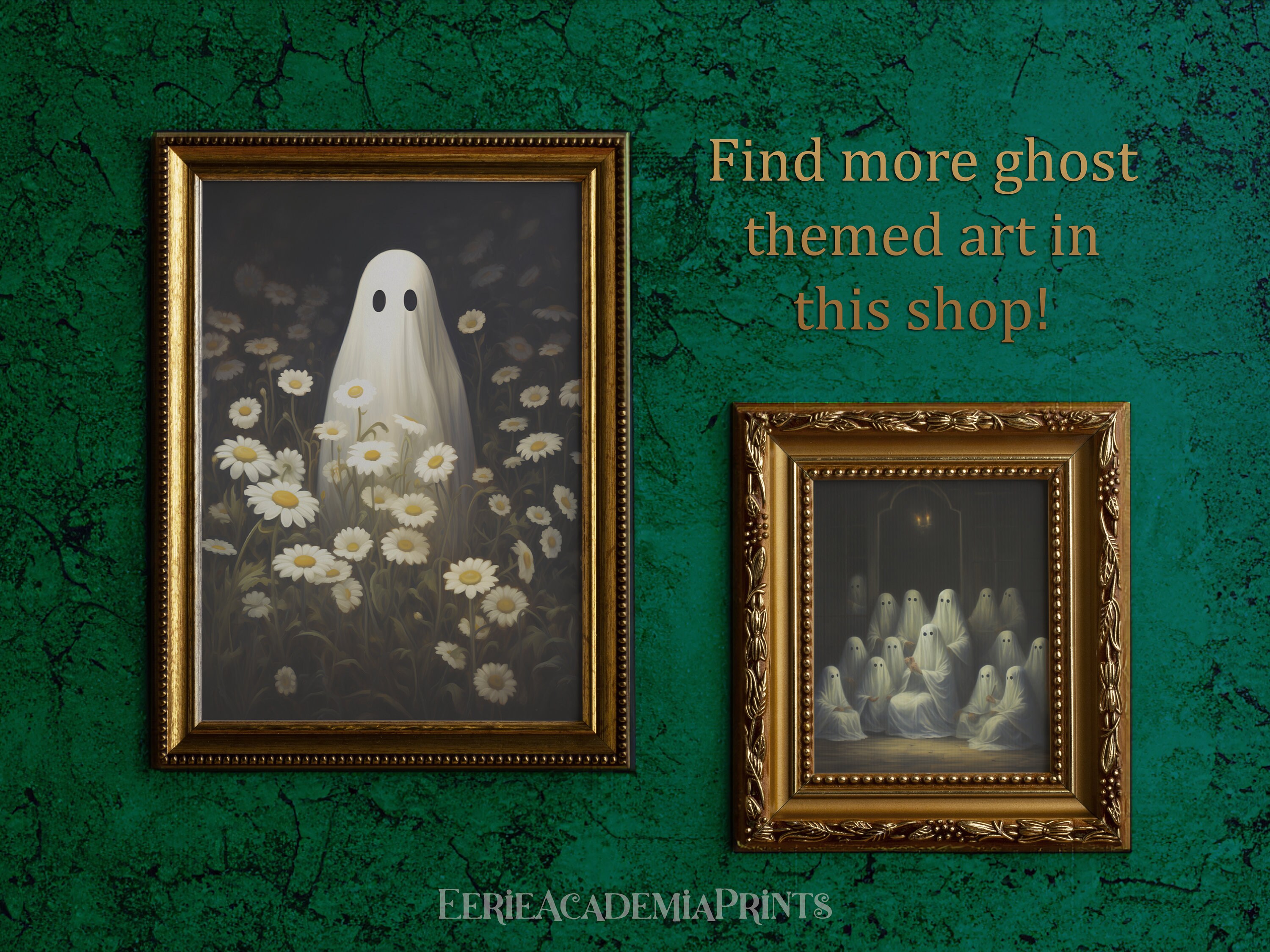 Ghost on Field Poster Sheeted Ghost Art Dark Academia - Etsy