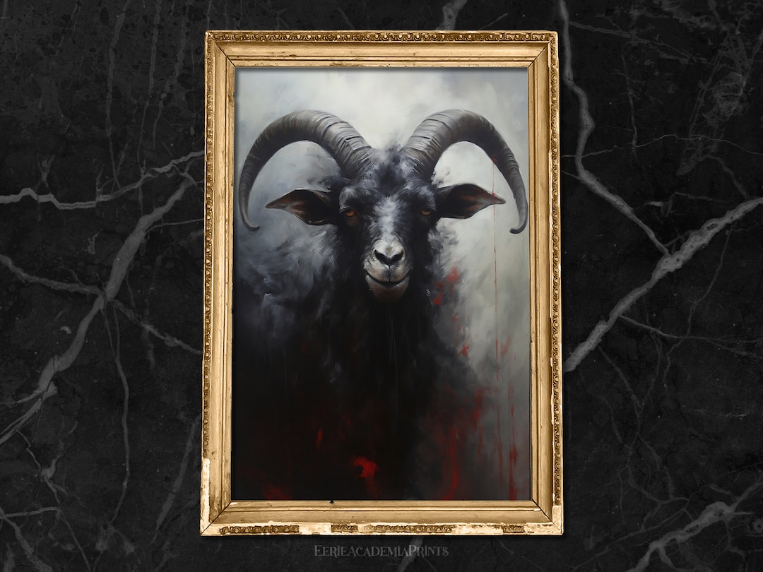 Black Goat Poster, Scary Goat Wall Art, Dark Academia, Gothic Decor ...