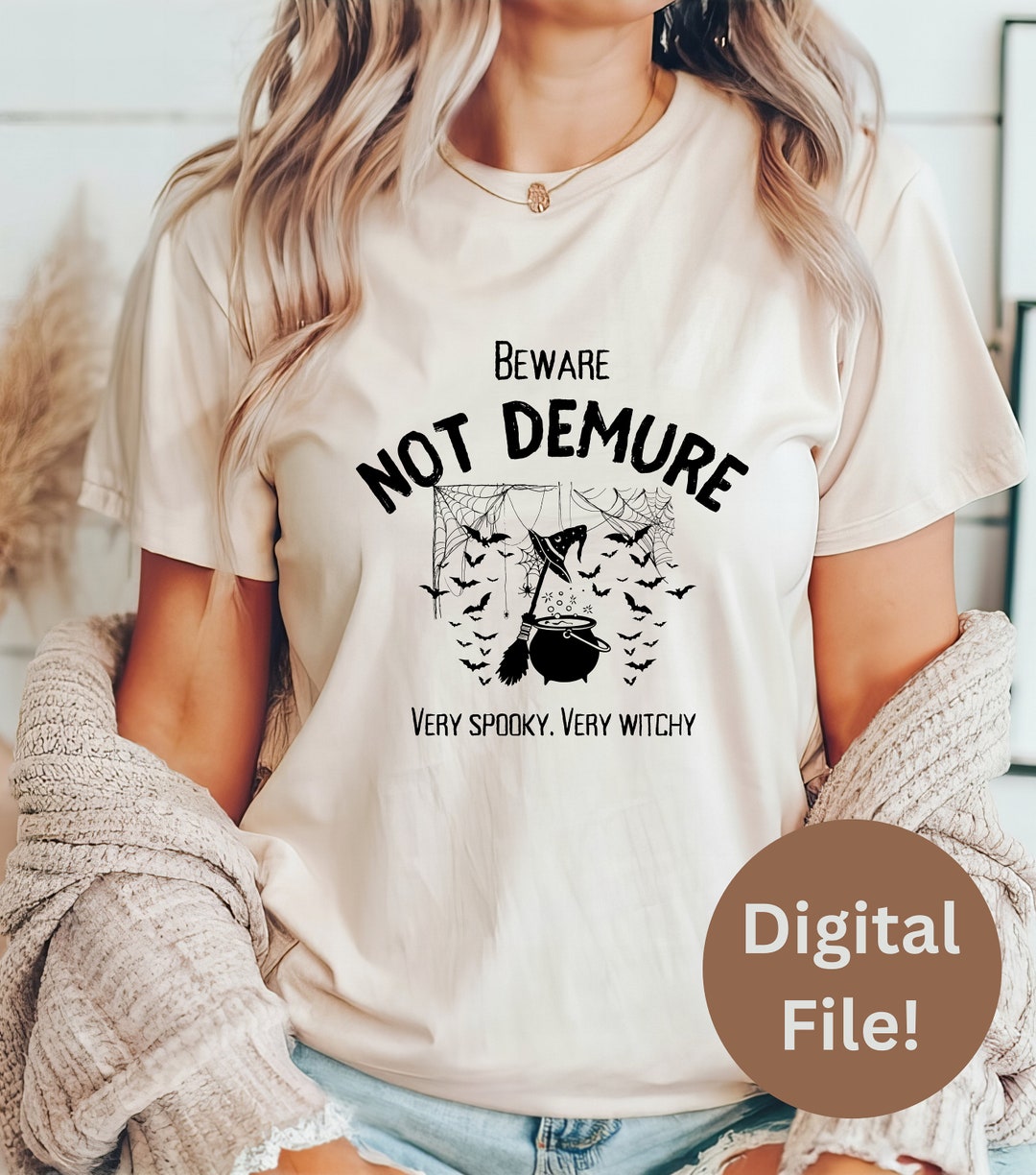 Demure Not Demure Very Spooky Very Witchy Halloween Shirt Halloween ...