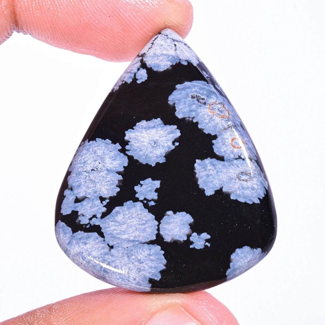 Black Snowflake Obsidian Pear Shape Designer Loose Gemstone Size ...