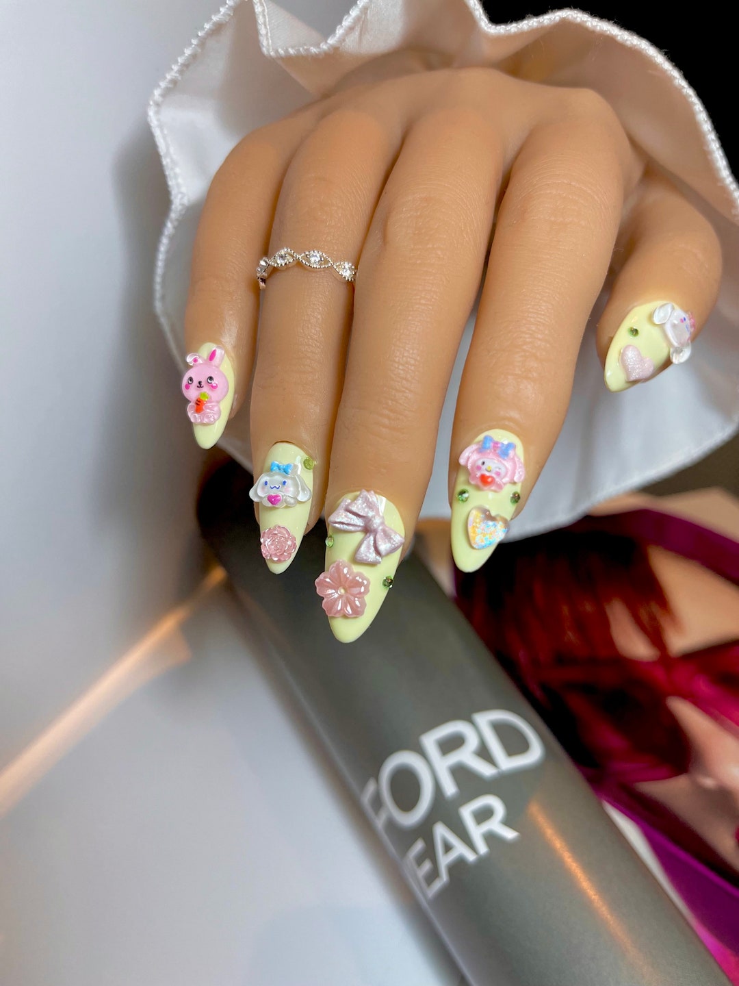 Cute Cartoon Nails, Press on Nails, Hand Painted Nails, Cinnamon Roll ...