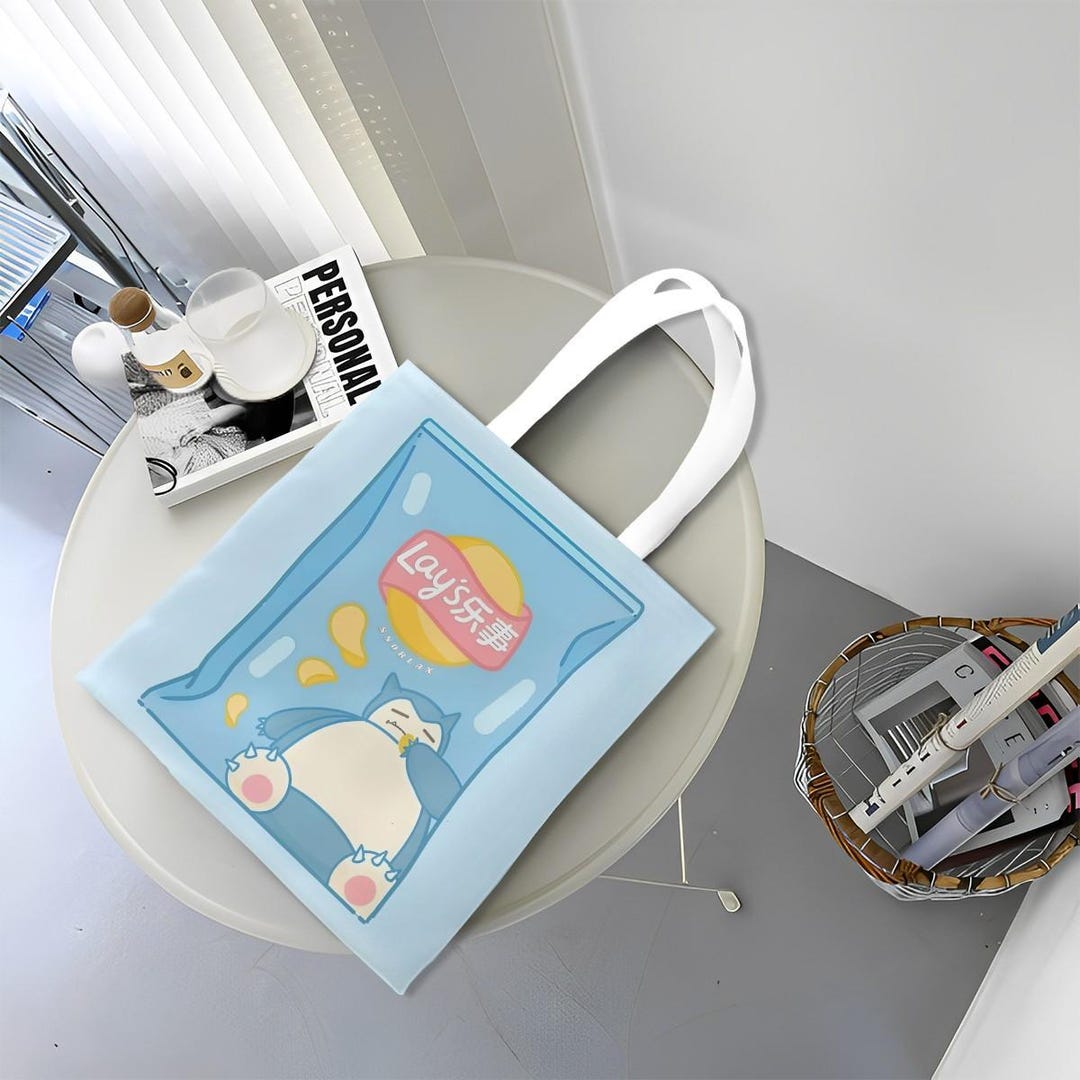 Anime Snorlax Tote Bag – Kawaii Cartoon Polyester Shopper - Etsy