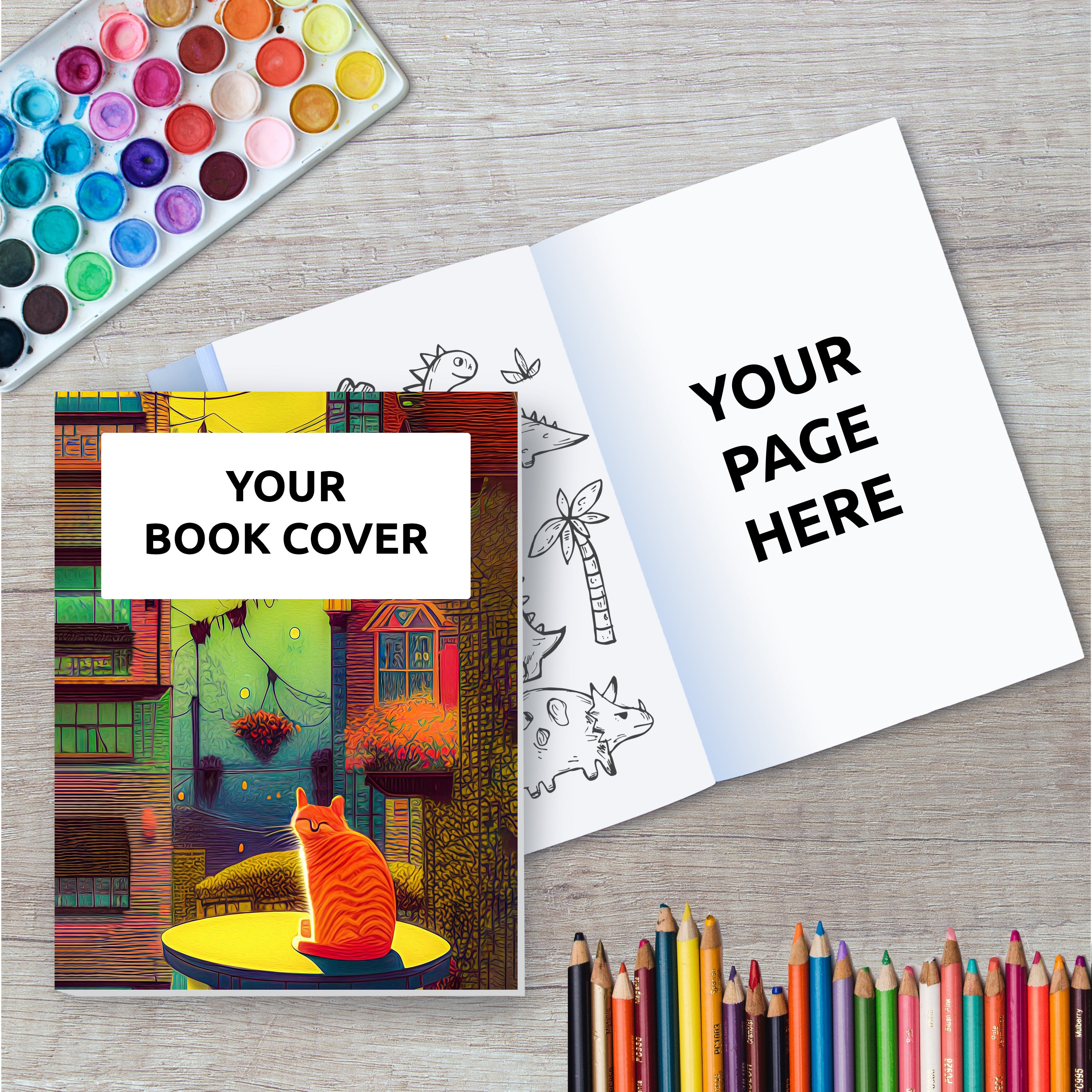 Open and Closed Coloring Book Mockup, KDP Mockup, PSD, JPG Tutorial, 8 ...