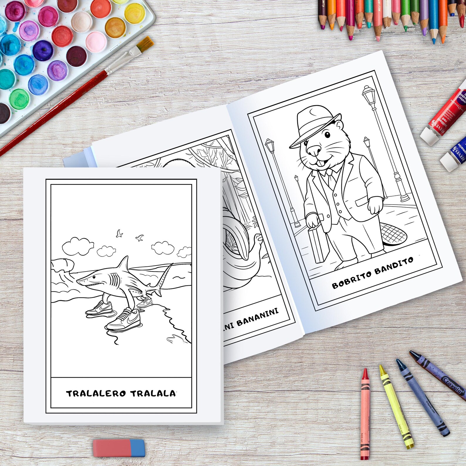 Libro para colorear de animales italianos Brainrot - Tendencia viral de memes de TikTok, PDF ...