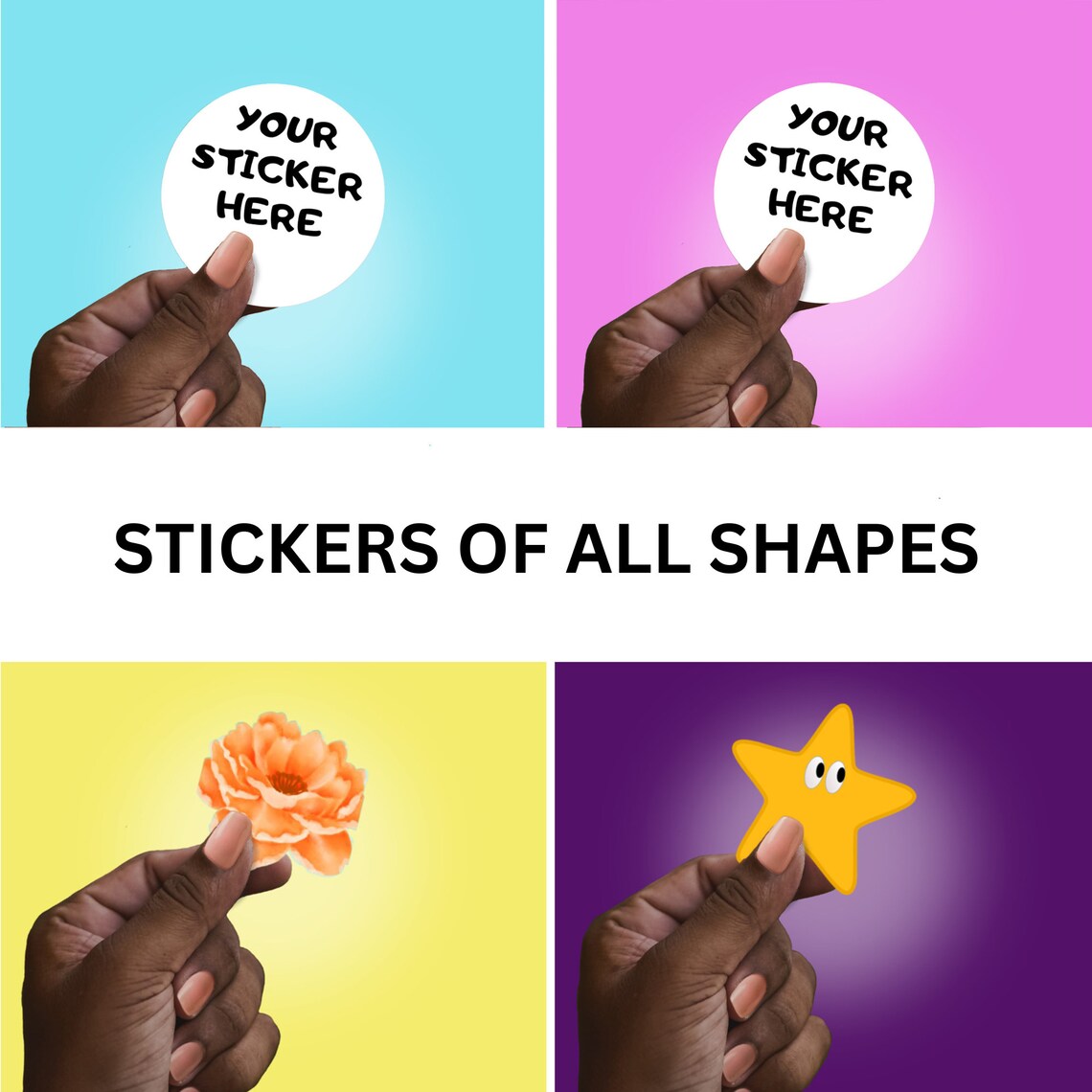 Black Hand Sticker Mockup Custom Color Background, Canva, Photoshop PSD ...