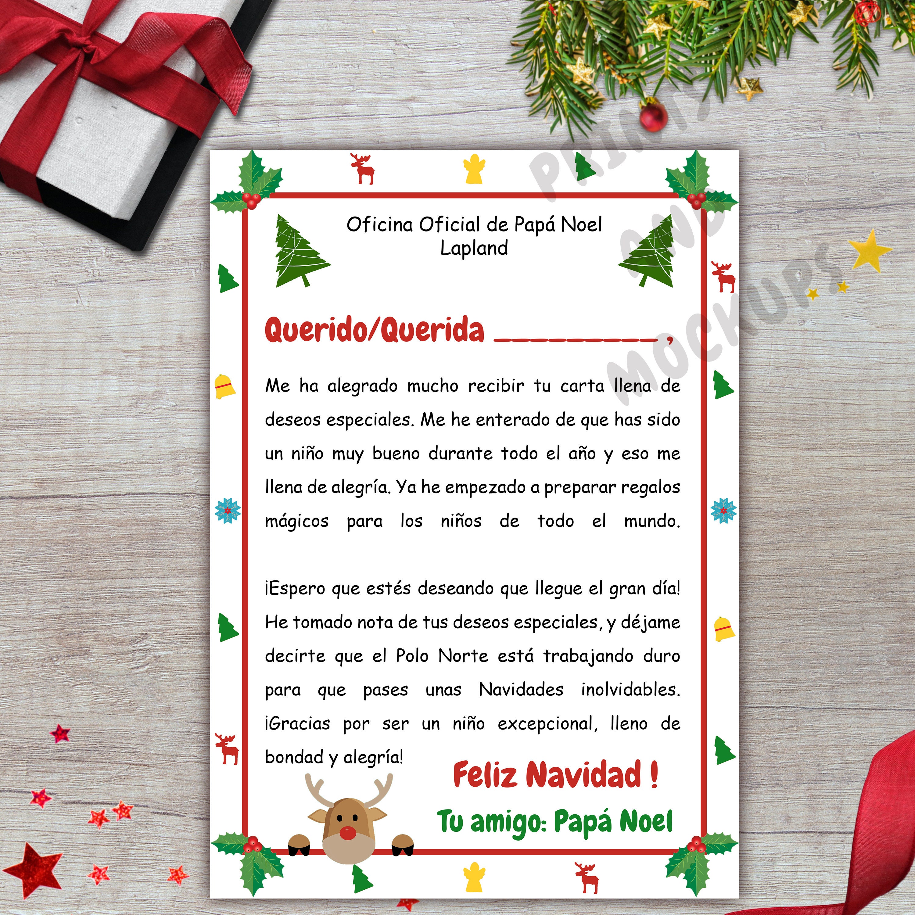 Carta A Papá Noel Y Su Respuesta en Español Imprimible En Formato A4 ...