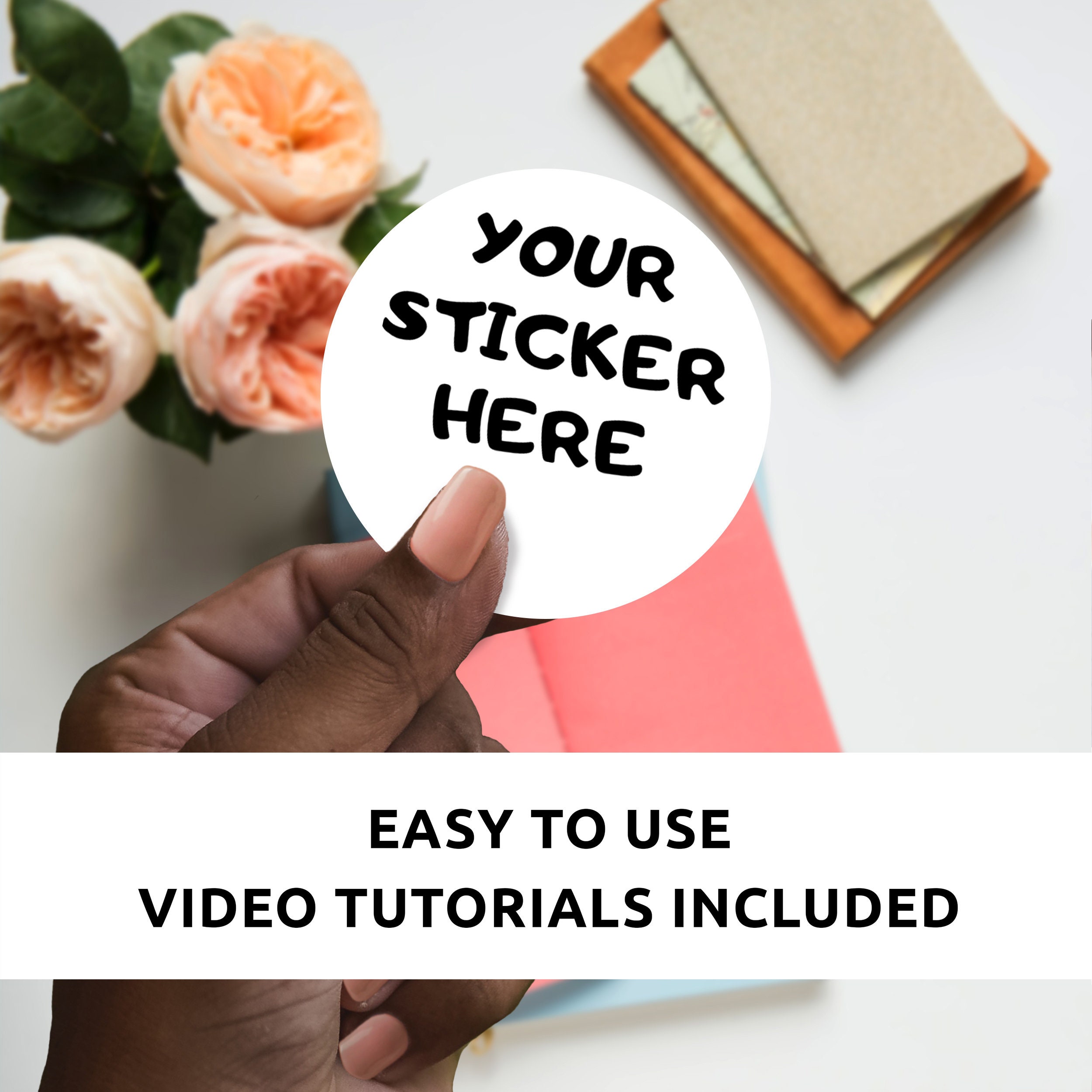 Black Hand Sticker Mockup 15 Backgrounds, Canva, Photoshop PSD, Smart ...