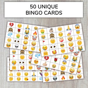Printable Emoji Bingo Game, Instant Download, 60 Emojis, 50 Unique ...