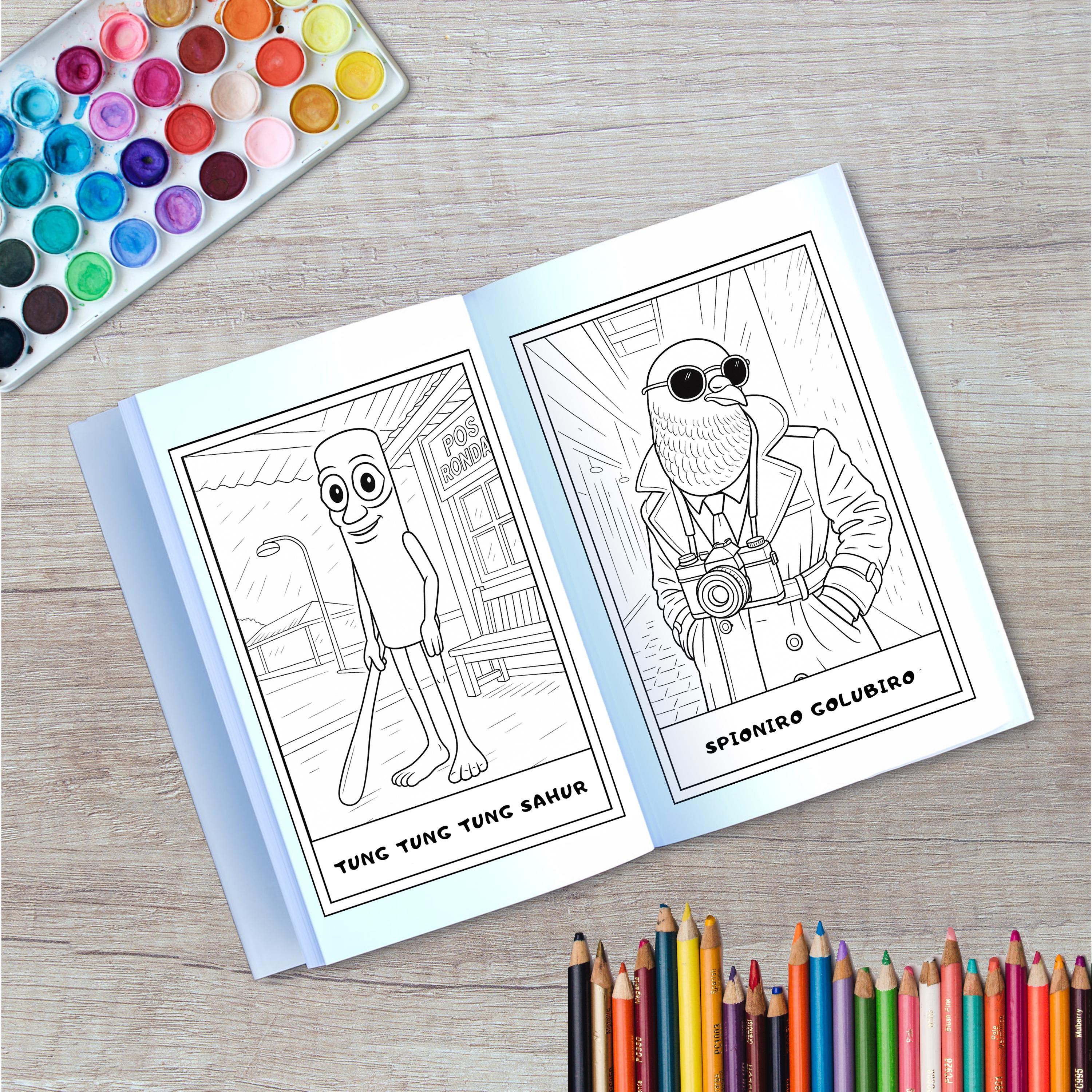 Libro da colorare degli animali Brainrot italiani - Tendenza meme ...