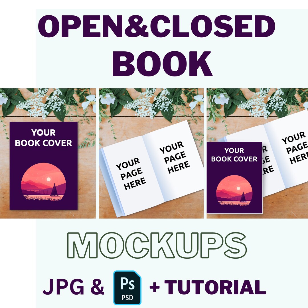 8.5x11 Inch Open and Closed Book Mockup, KDP Mockup, PSD and JPG ...