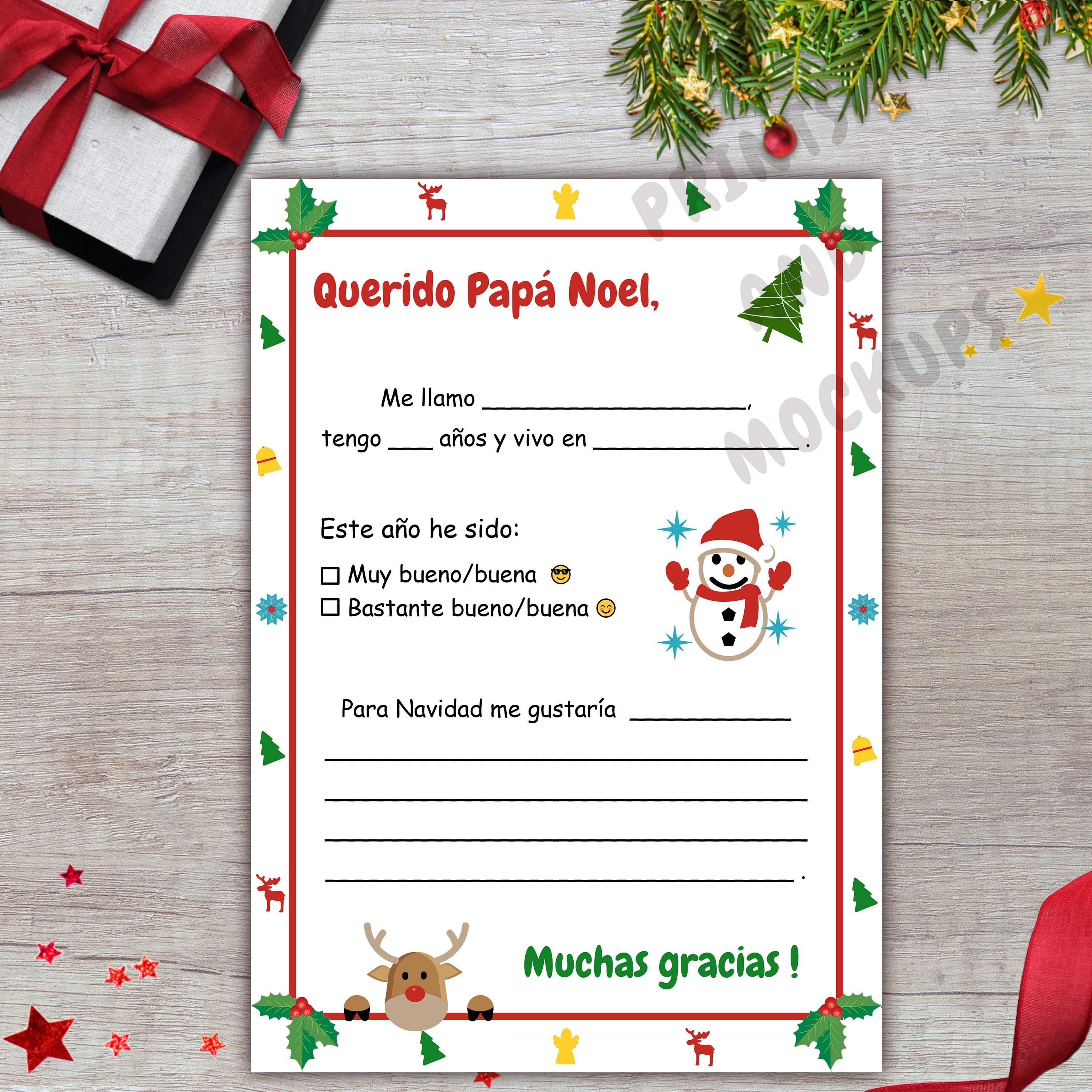 Carta A Papá Noel Y Su Respuesta en Español Imprimible En Formato A4 ...