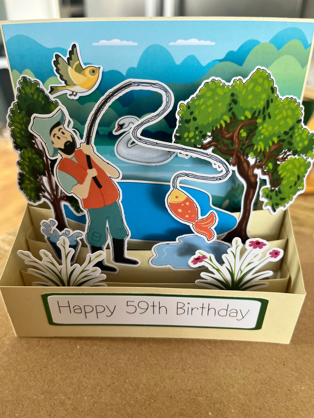 HANDMADE Fishing Themed Pop up Card (birthday, Father’s Day) - Etsy