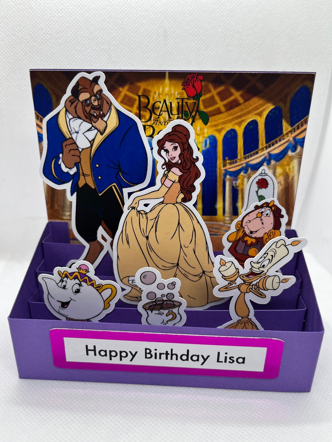 Beauty and the Beast Inspired Personalised Pop Up/ 3d Birthday Card - Etsy