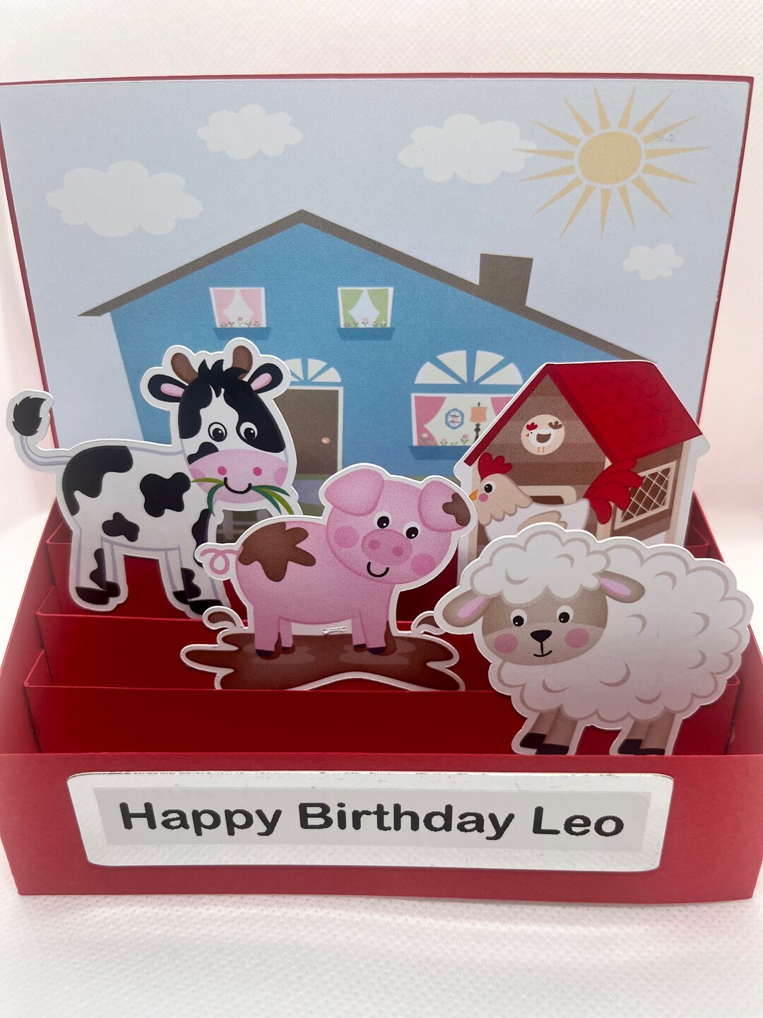 Personalised Farm Yard Themed Pop Up/ 3d Birthday Card - Etsy Australia