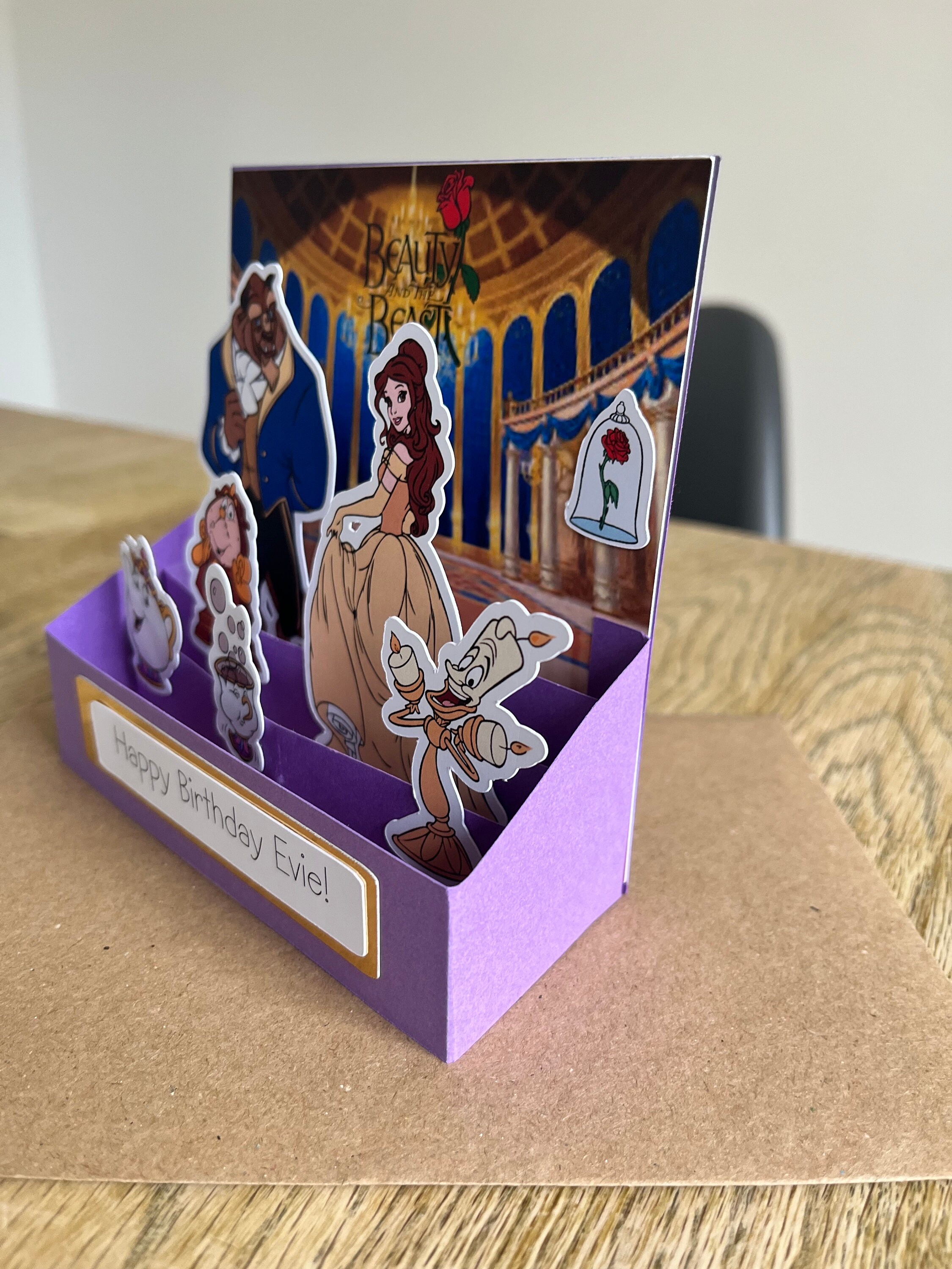 Beauty and the Beast Inspired Personalised Pop Up/ 3d Birthday Card - Etsy